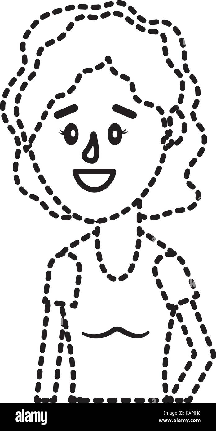 dotted shape woman with hairstyle and blouse design Stock Vector Image ...