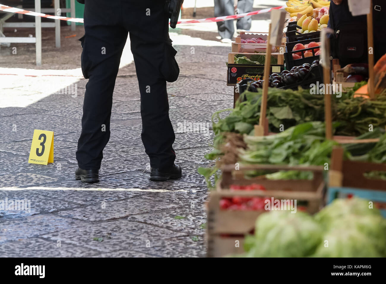 Scene of the mafia killing of Andrea Cusimano, 30, at the Cape Market ...