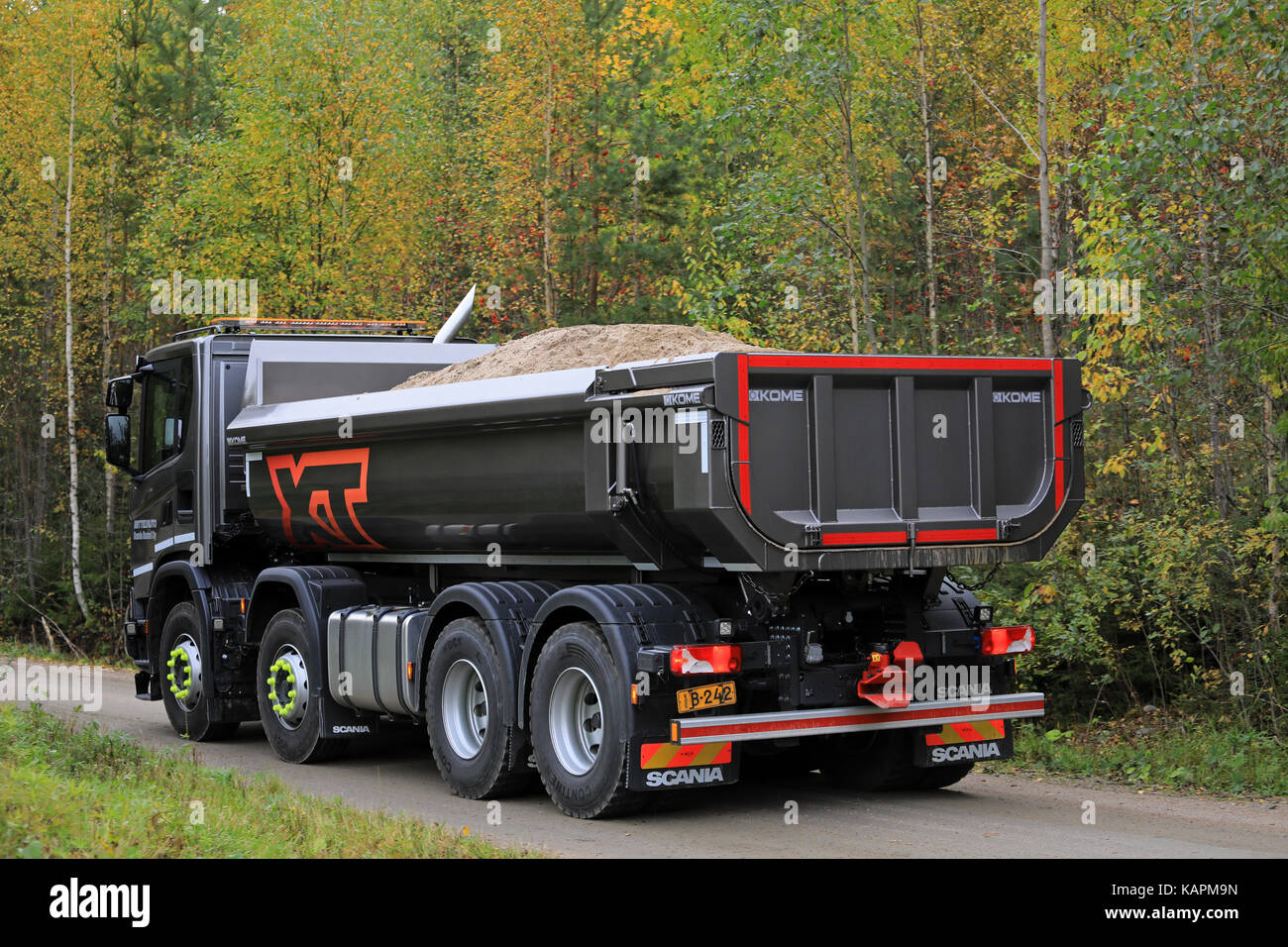 LAUKAA, FINLAND - SEPTEMBER 22, 2017: Next Generation Scania G450 XT ...