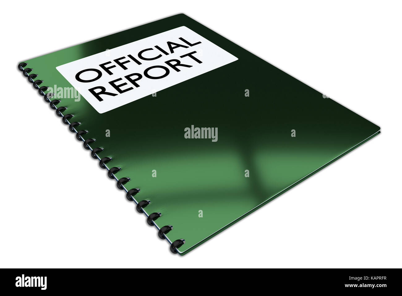 3D illustration of "OFFICIAL REPORT" script on a booklet, isolated on ...