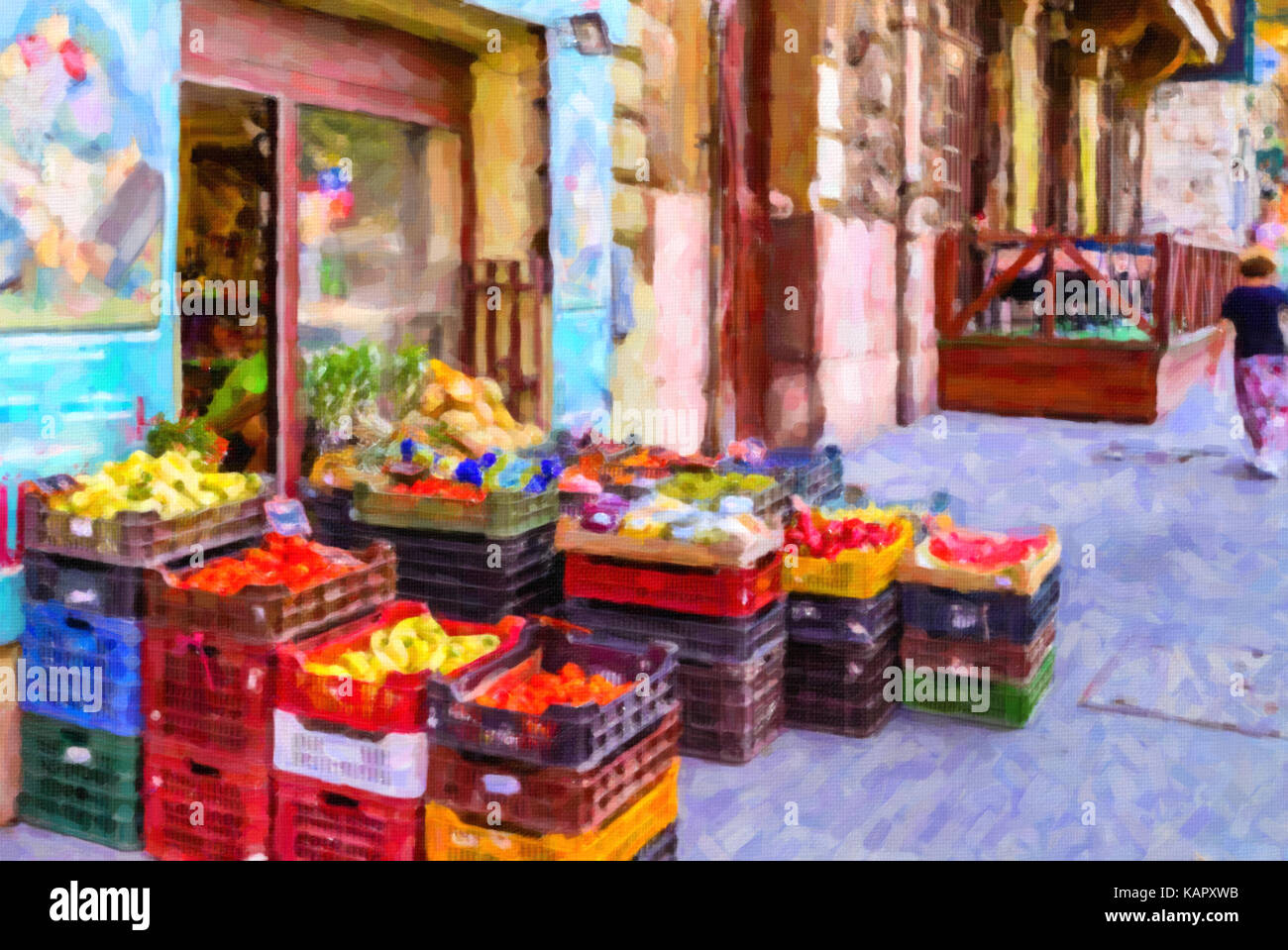 streets of Budapest in Hungary, fruits and vegetables shop Stock Photo ...