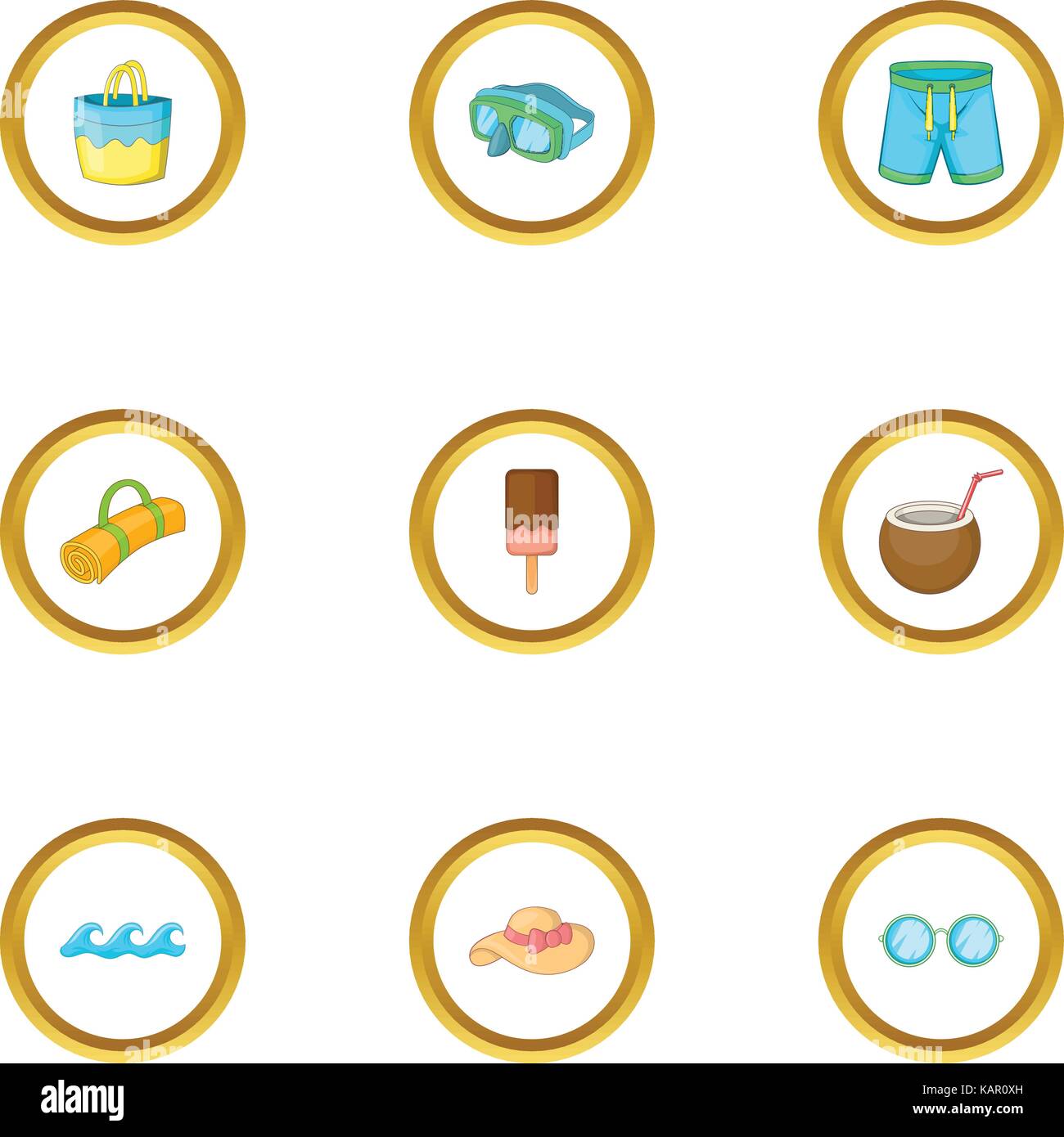 Sea weekend icons set, cartoon style Stock Vector Image & Art - Alamy