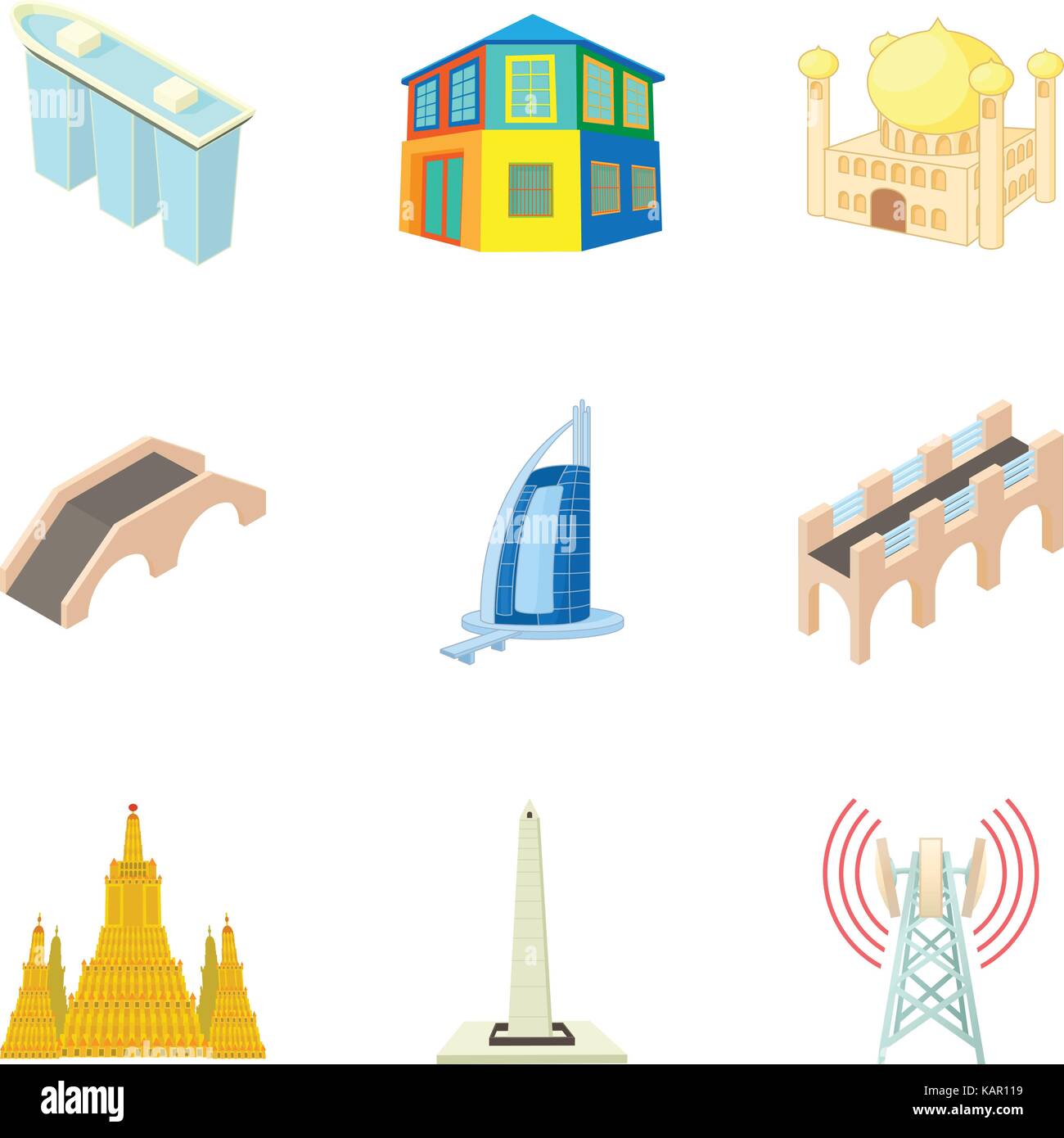 Epic building icons set, cartoon style Stock Vector Image & Art - Alamy