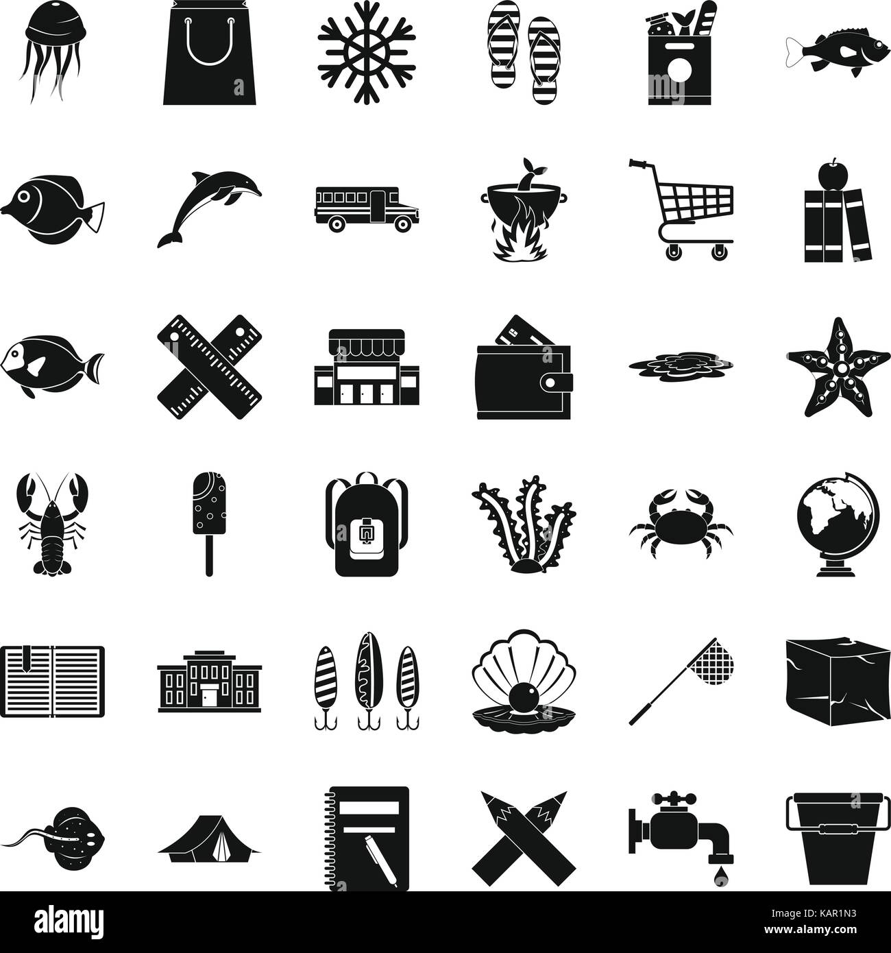 Fish icons set, simle style Stock Vector Image & Art - Alamy