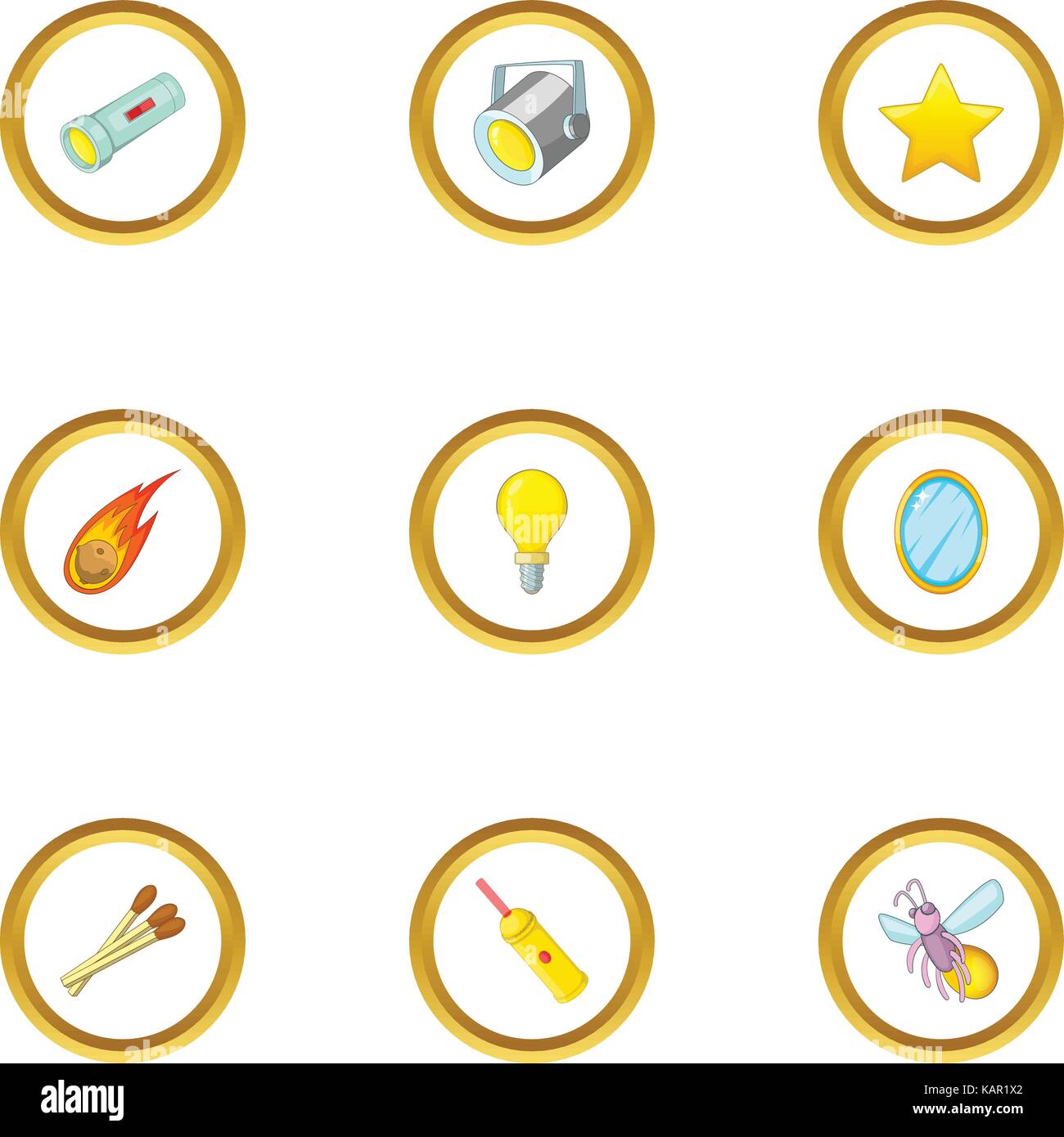 Glowing object icons set, cartoon style Stock Vector Image & Art - Alamy