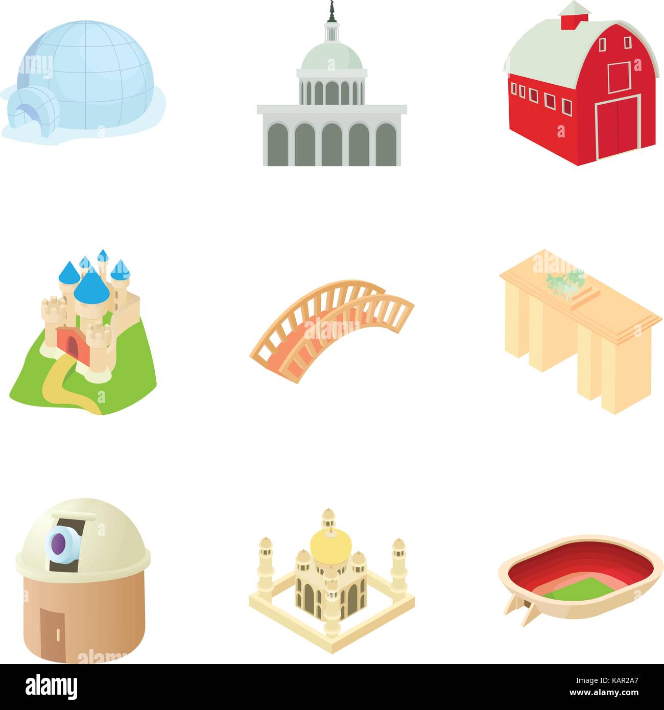 Small town icons set, cartoon style Stock Vector Image & Art - Alamy