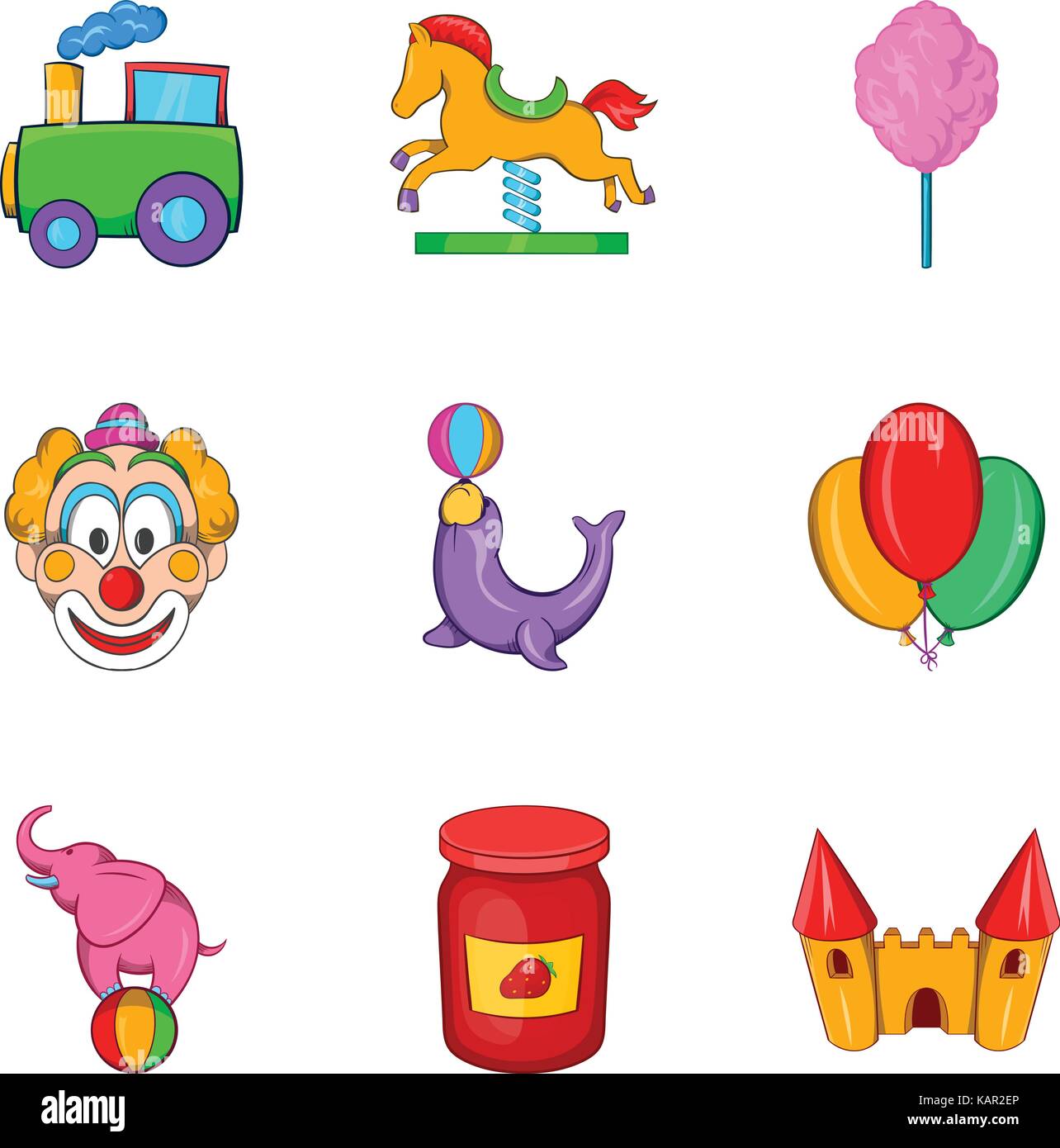 Entertainment for youngest icons set, cartoon style Stock Vector Image ...