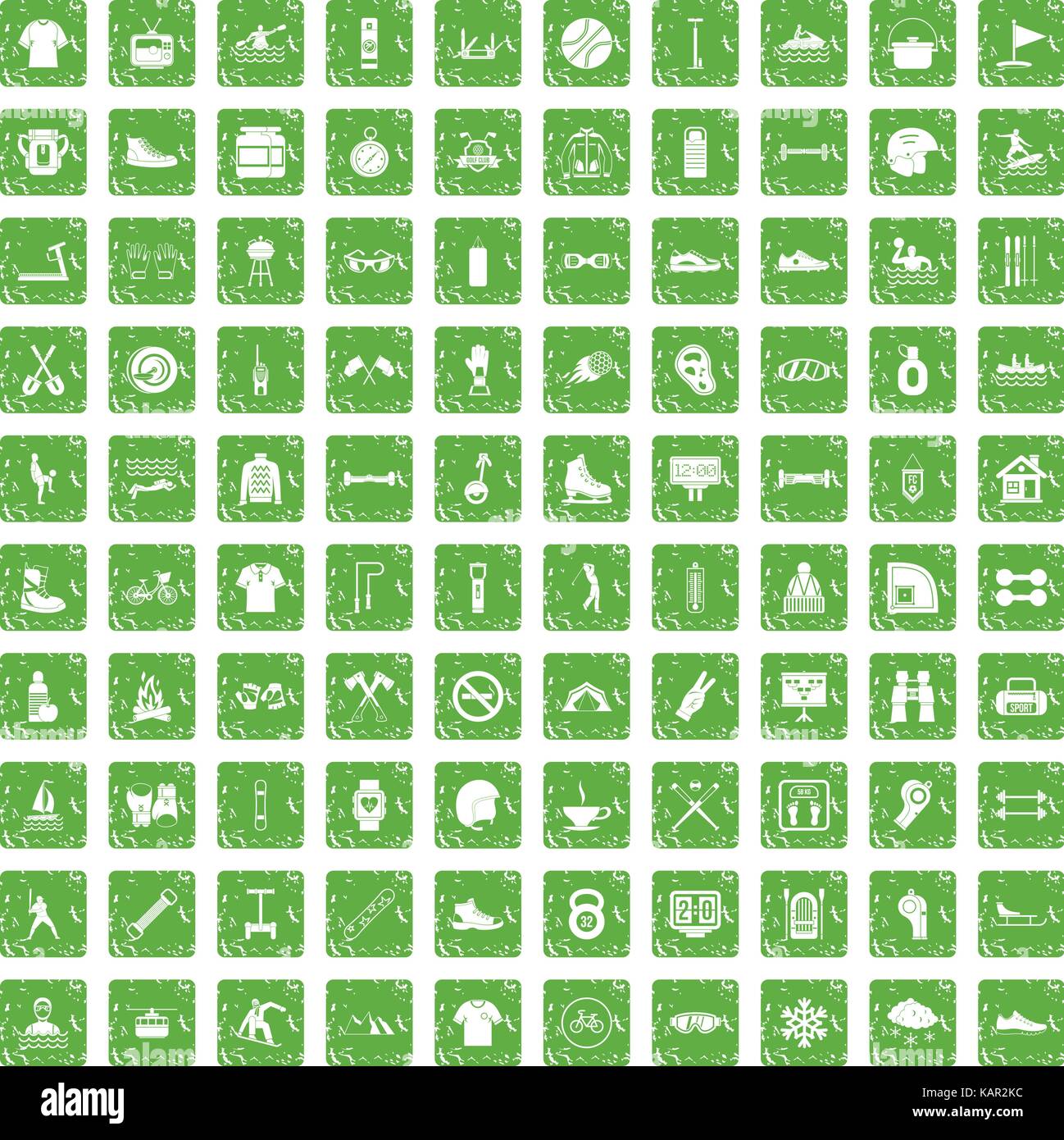 100 sport life icons set grunge green Stock Vector Image & Art - Alamy