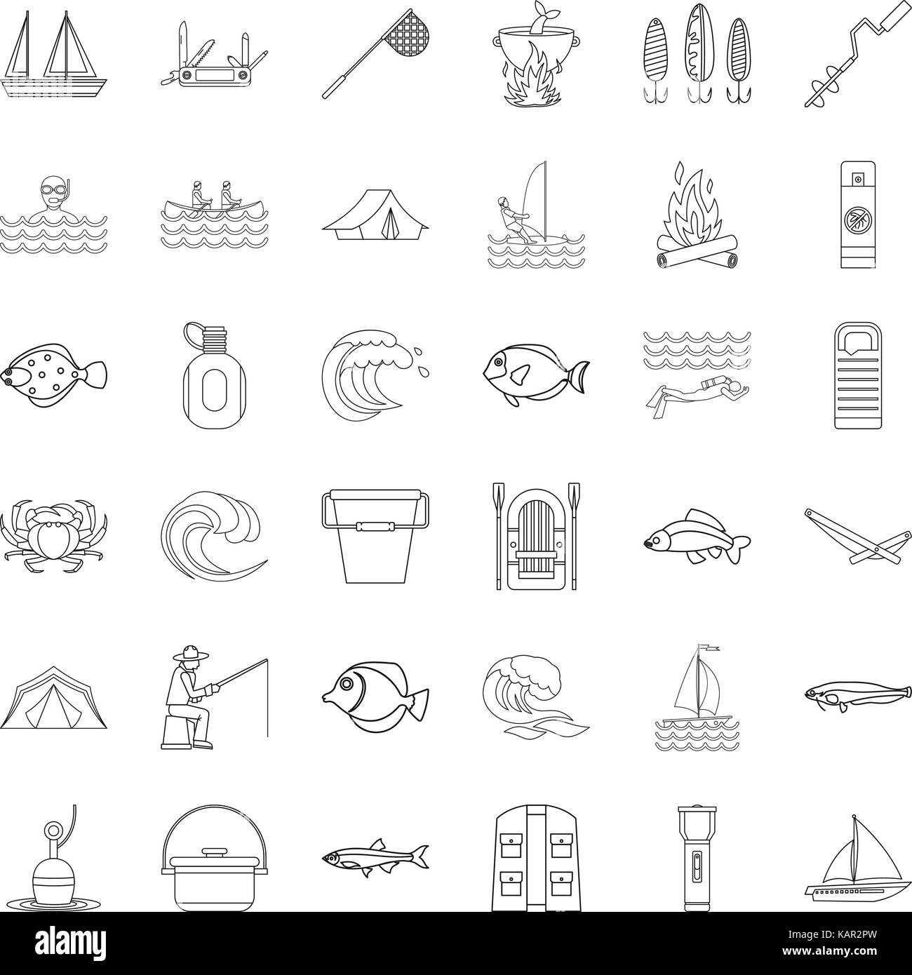 Fishing icons set, outline style Stock Vector Image & Art - Alamy