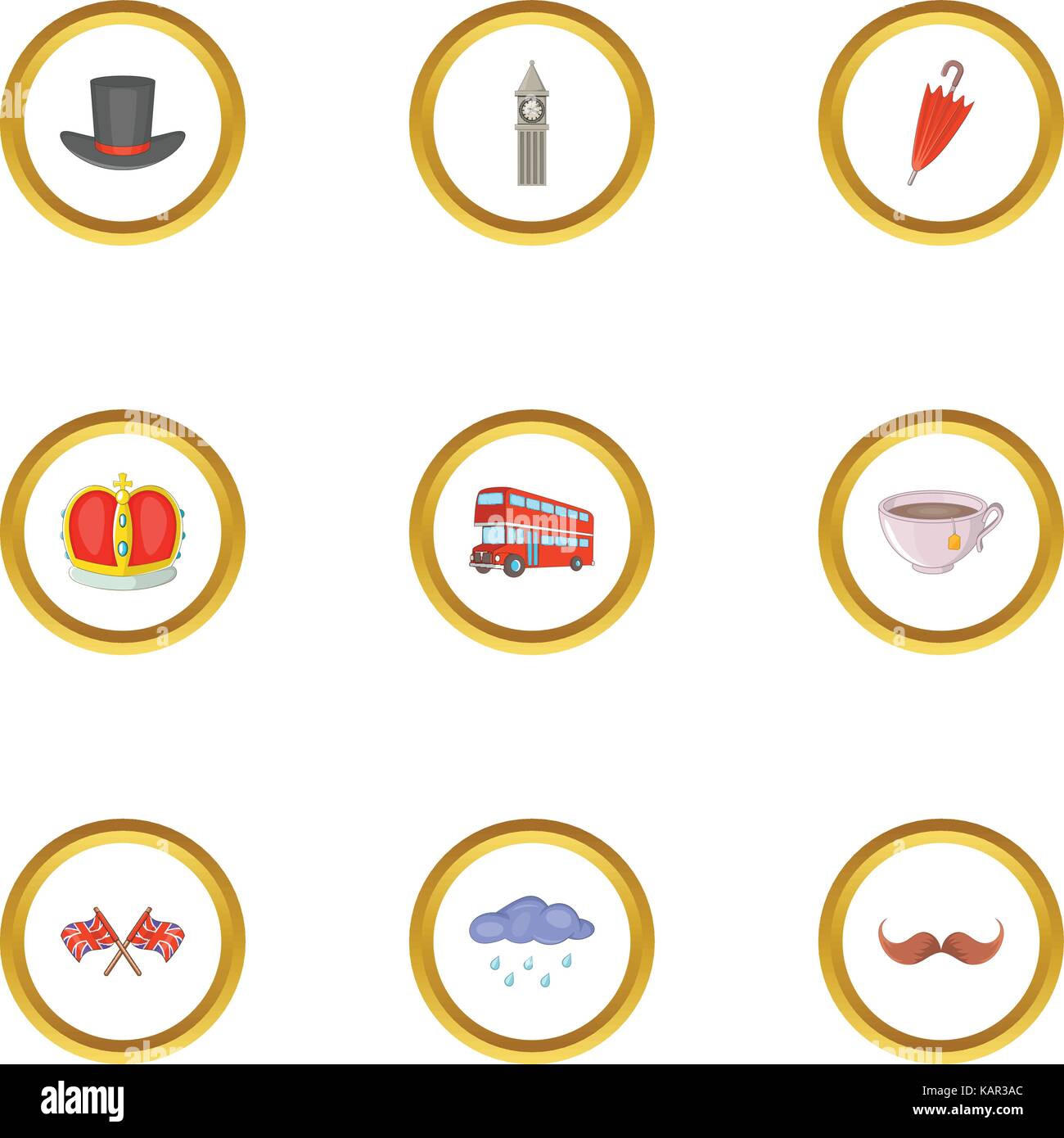 London city elements icons set, cartoon style Stock Vector Image & Art ...