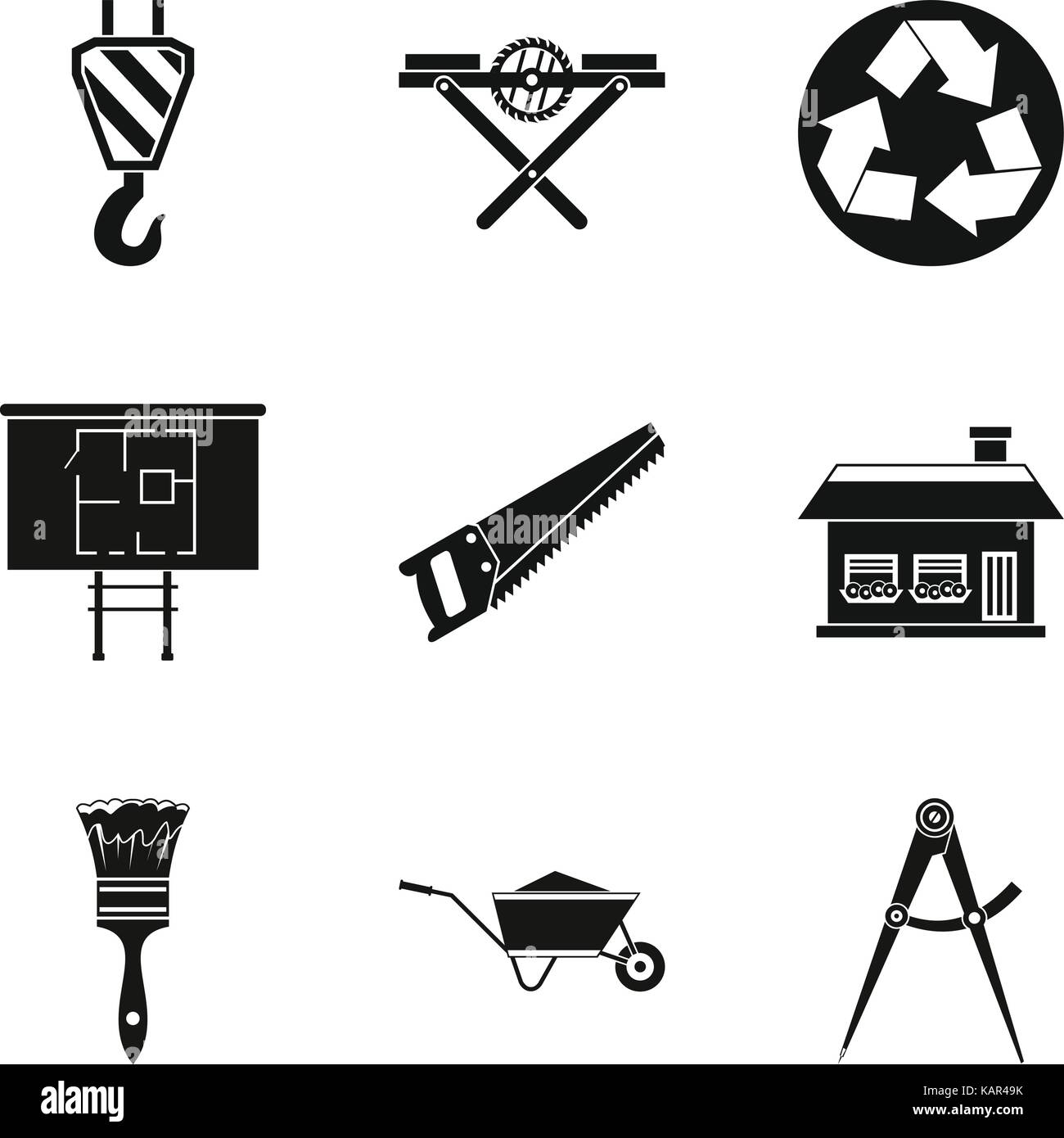 Construction material icons set, simple style Stock Vector Image & Art ...