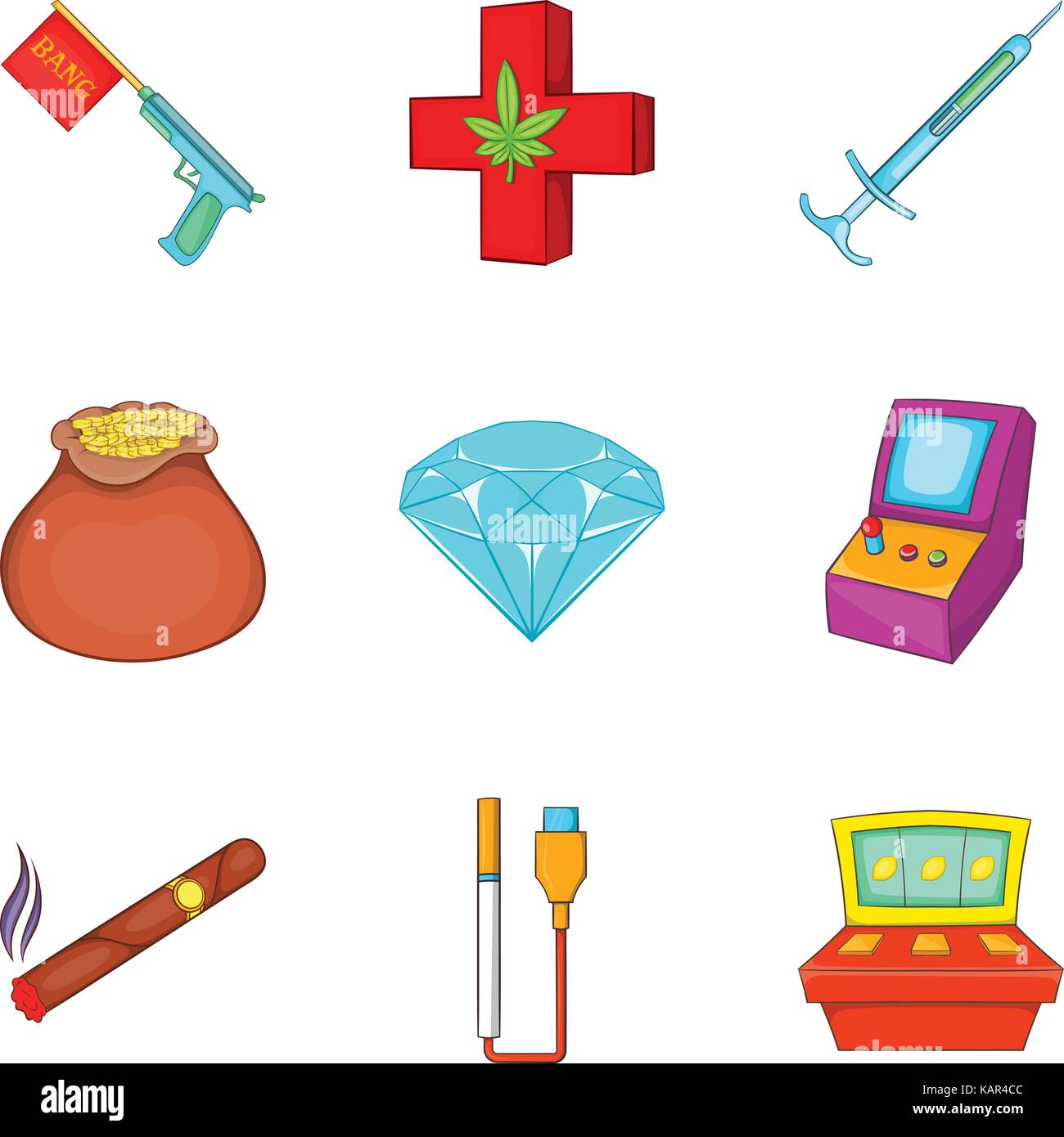 Addiction habit icons set, cartoon style Stock Vector Image & Art - Alamy