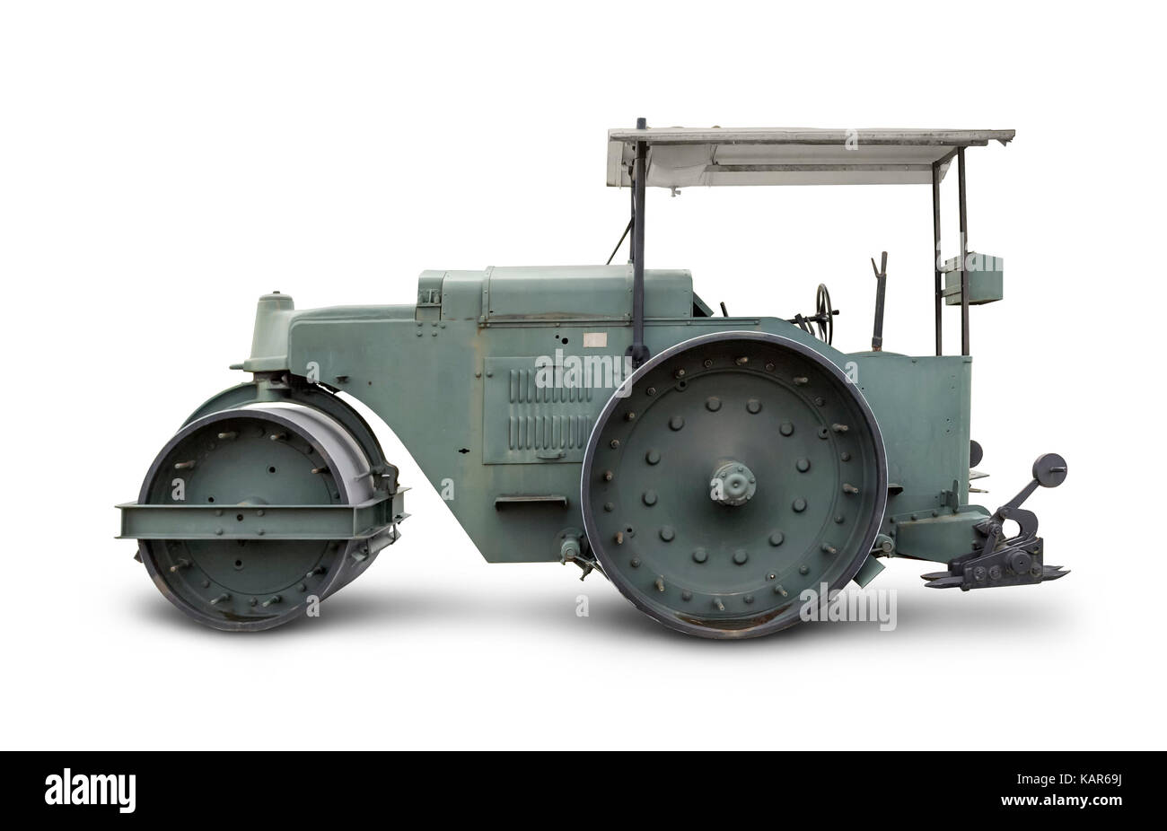 historic road roller in white back with shadow Stock Photo - Alamy