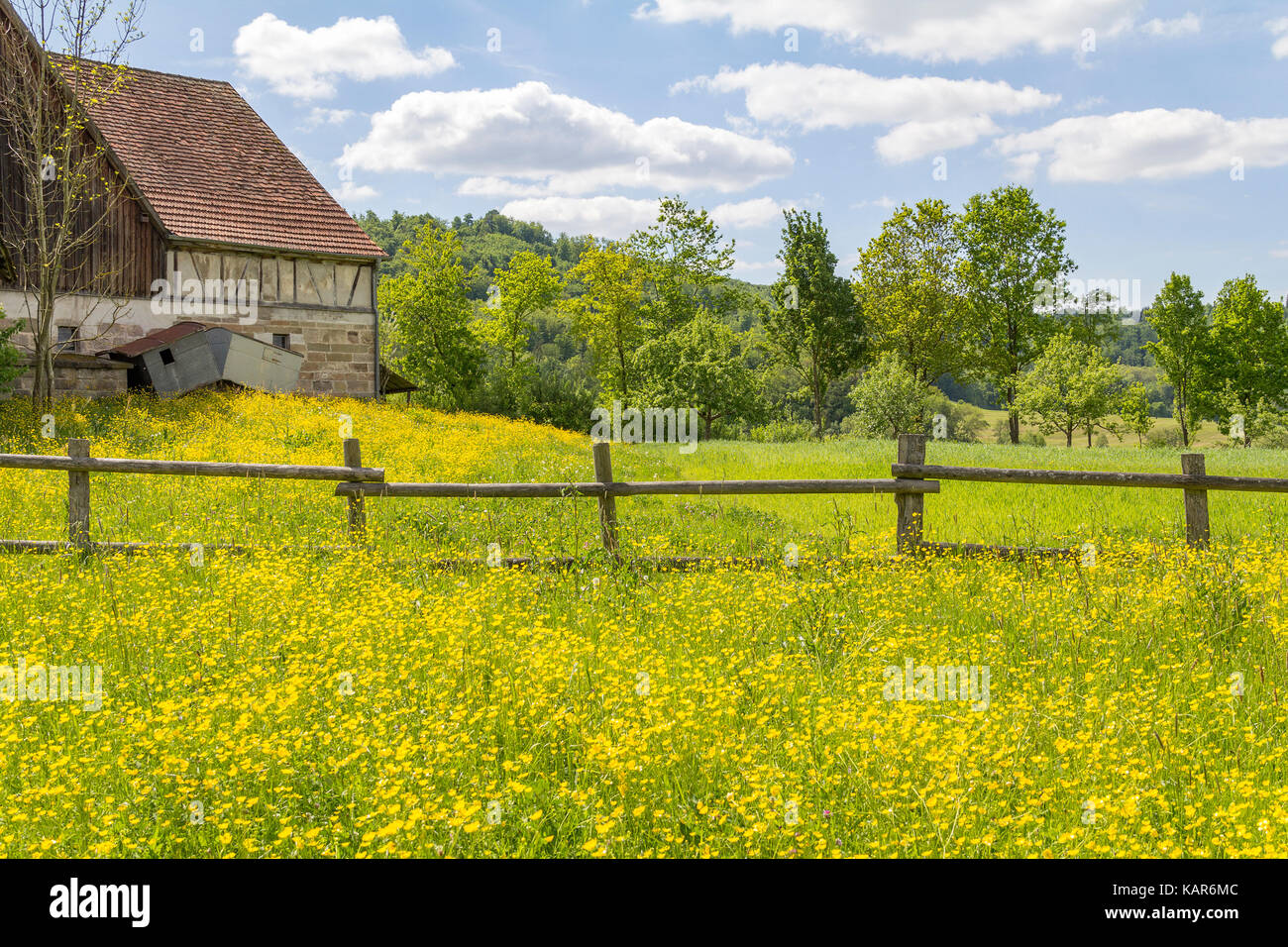 idyllic rural scenery with barn at spring time Stock Photo - Alamy