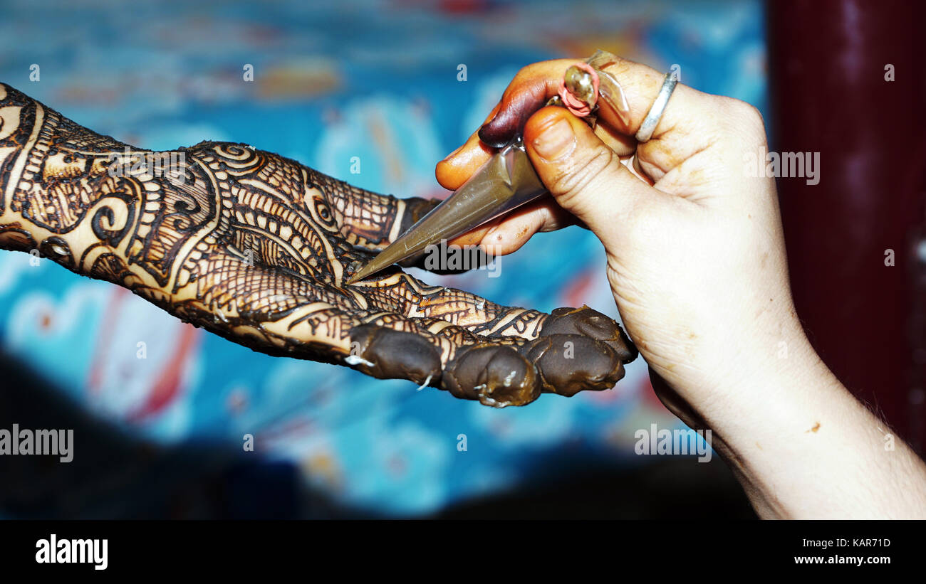 The Mehandi/Heena/Rangoli Design of Bride-maid for wedding Stock Photo ...
