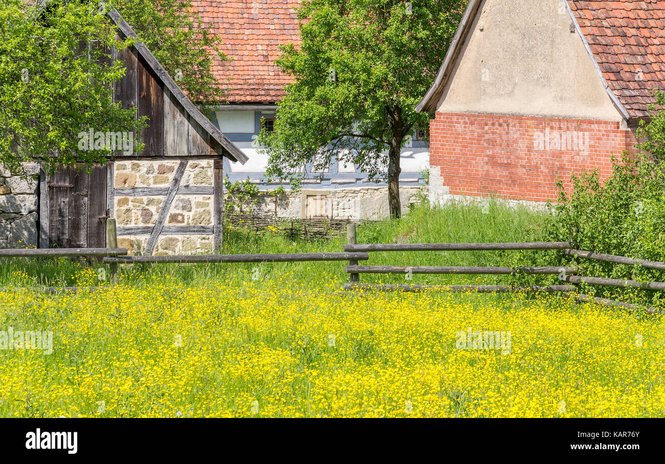 idyllic rural scenery with barns at spring time Stock Photo - Alamy