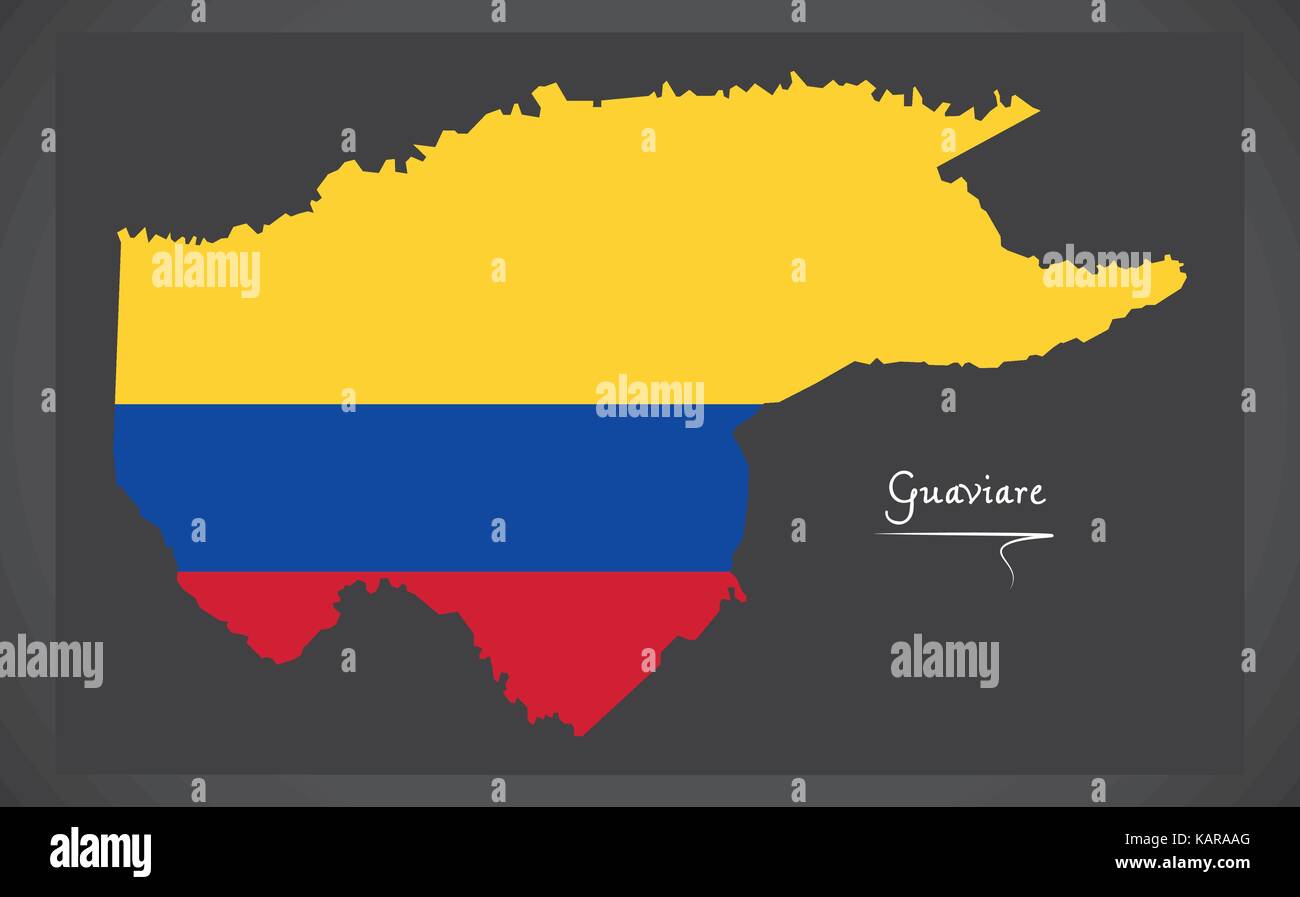 Guaviare map of Colombia with Colombian national flag illustration ...