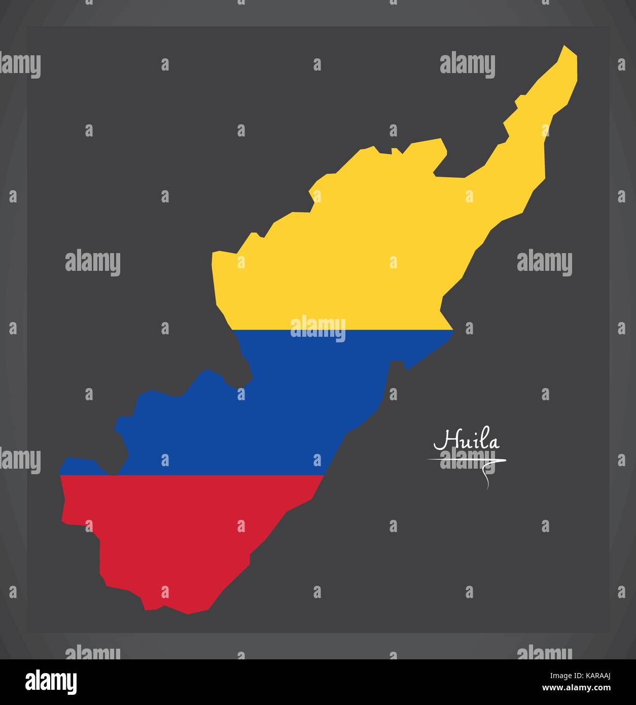 Huila map of Colombia with Colombian national flag illustration Stock ...