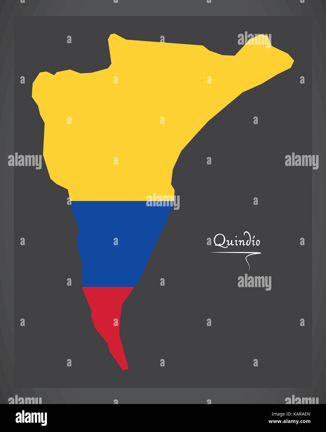 Quindio map of Colombia with Colombian national flag illustration Stock ...