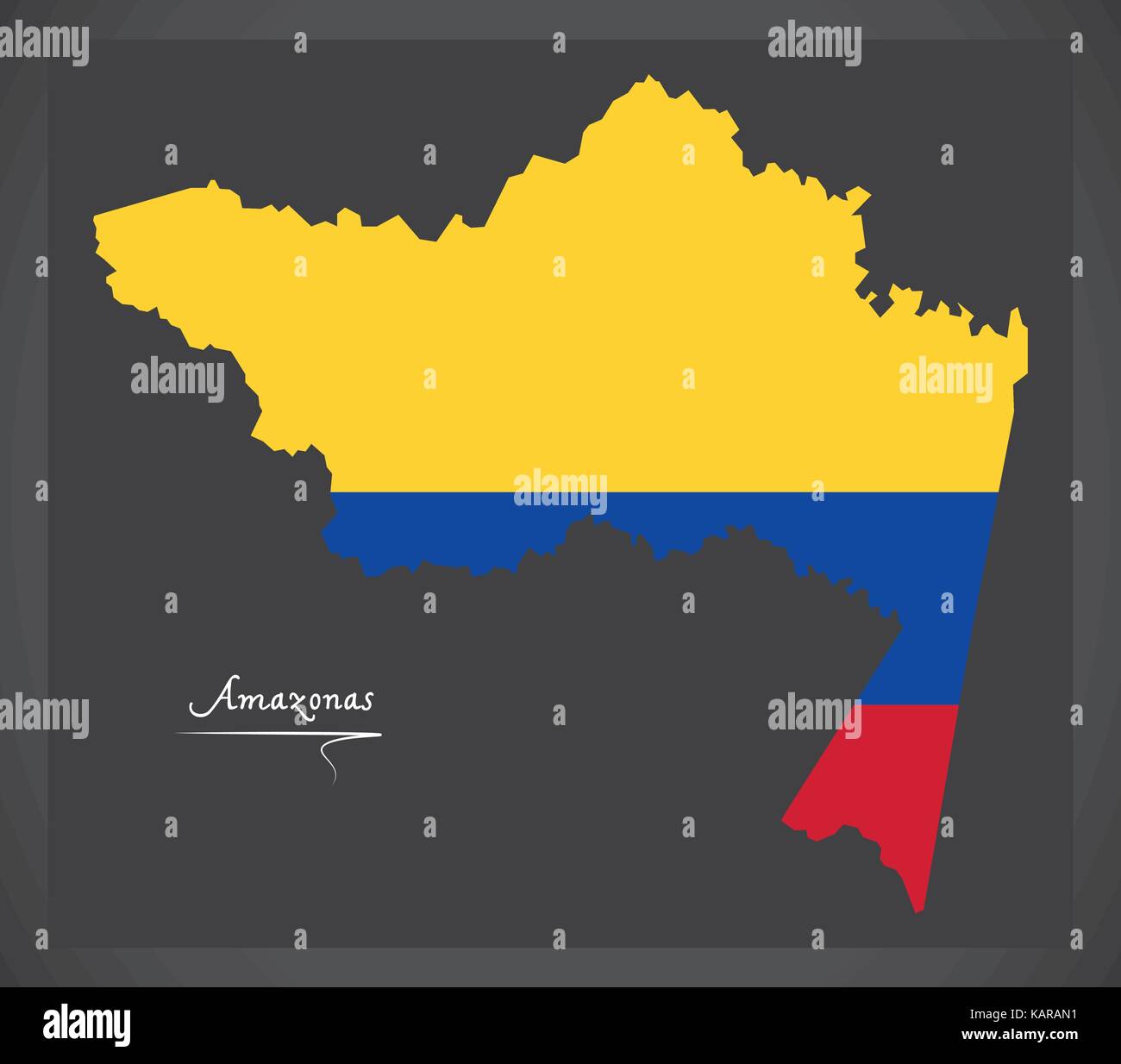Amazonas map of Colombia with Colombian national flag illustration ...