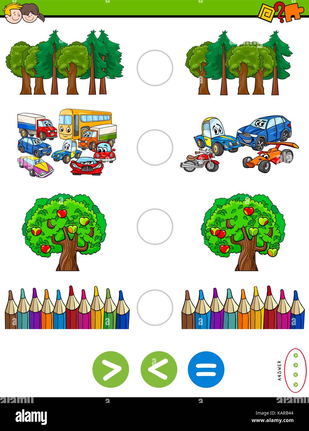 Cartoon Illustration of Educational Mathematical Activity Game of ...