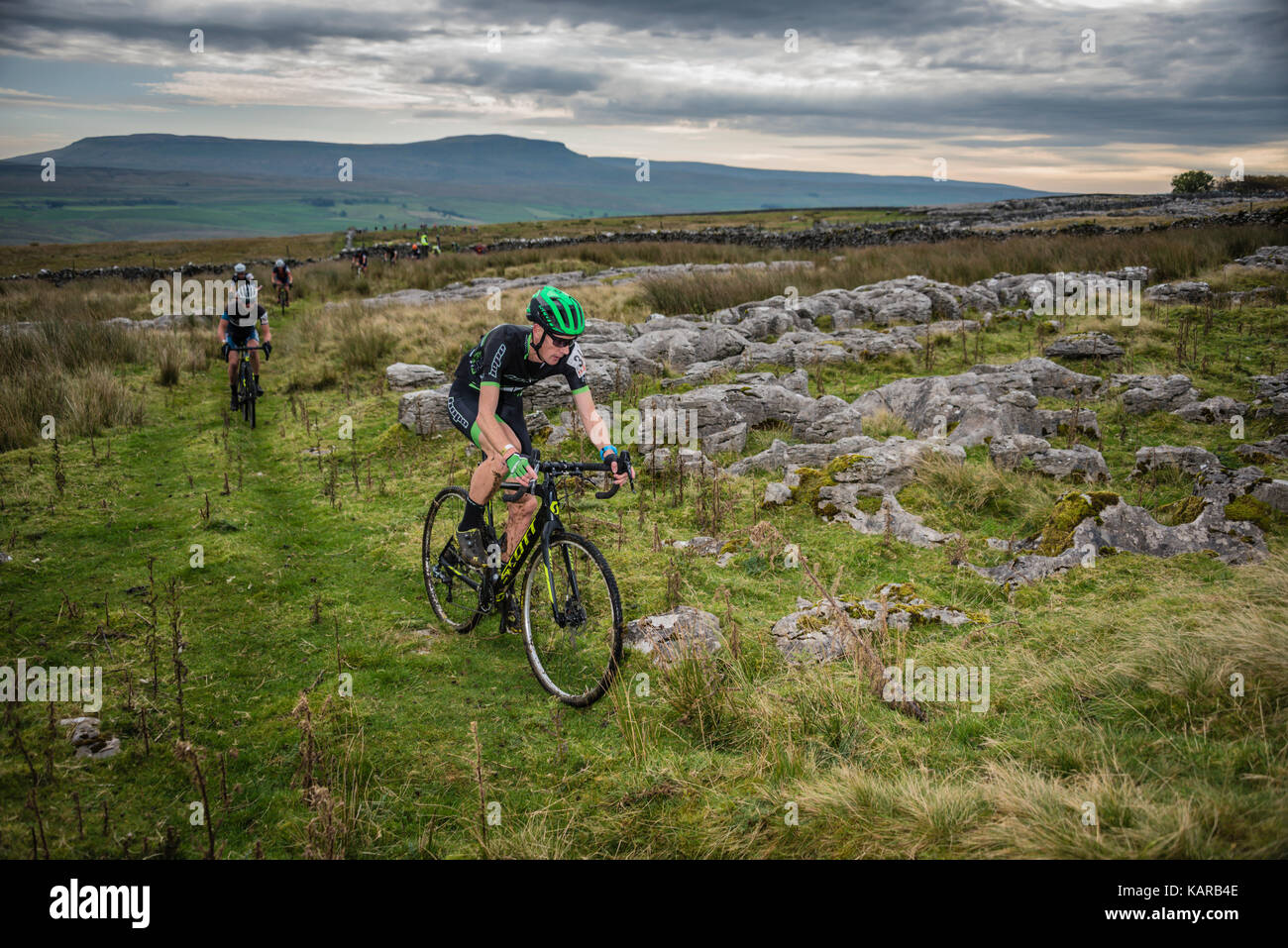 Rob Jebb, Hope Tech, in the 3 Peaks cyclocross, Yorkshire, UK Stock ...