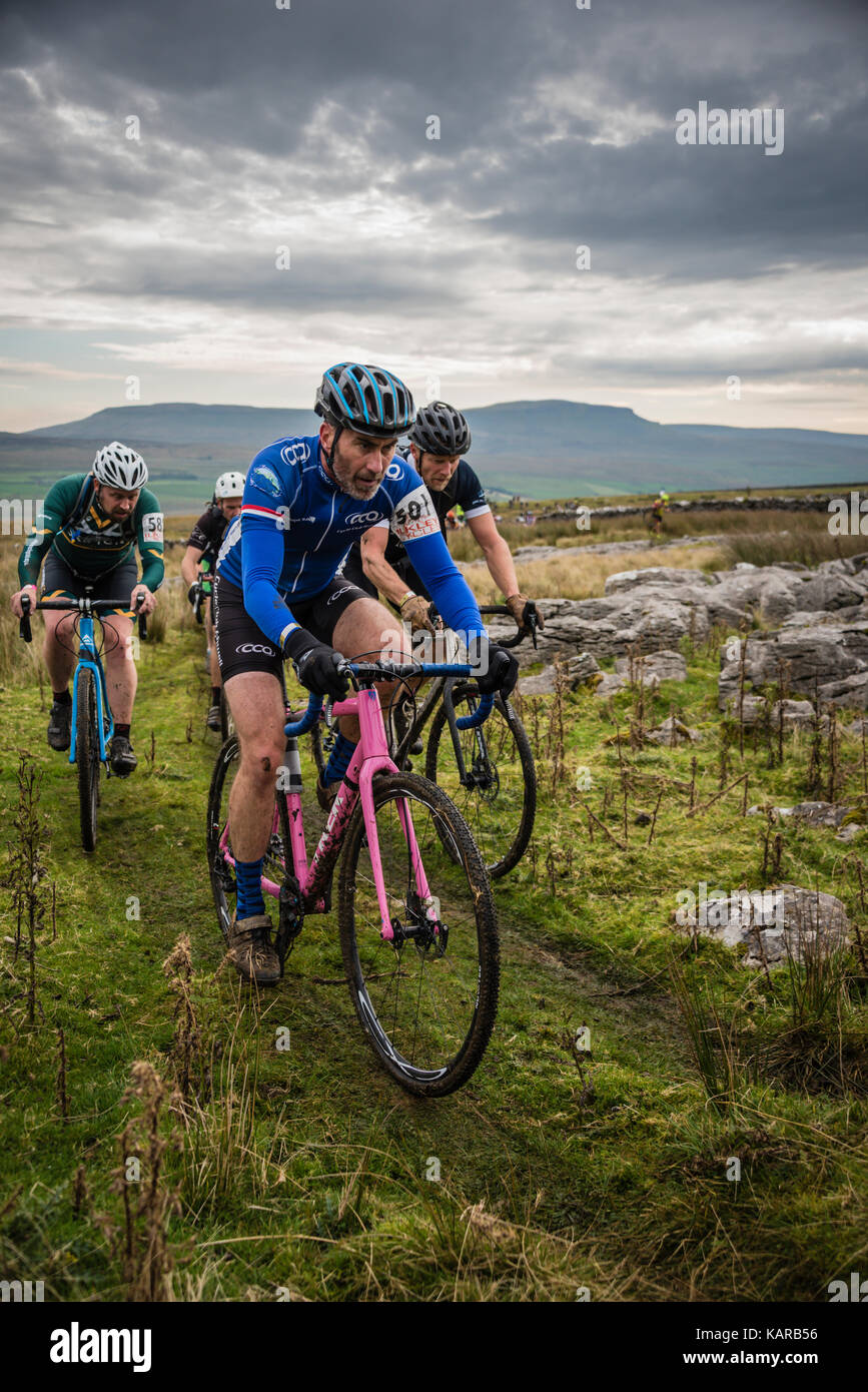 Rider in the 3 Peaks cyclocross, Yorkshire, UK Stock Photo - Alamy
