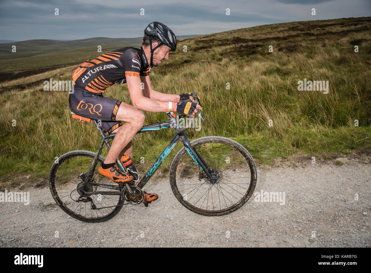 Rider in the 3 Peaks cyclocross, Yorkshire, UK Stock Photo - Alamy