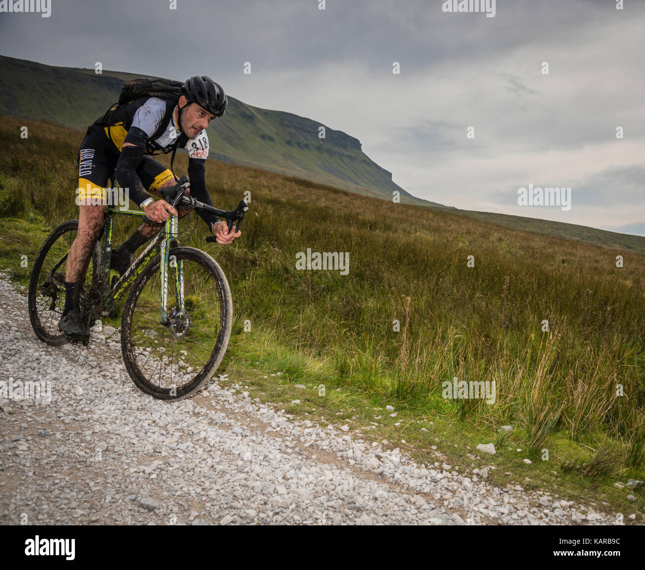 Rider in the 3 Peaks cyclocross, Yorkshire, UK Stock Photo - Alamy
