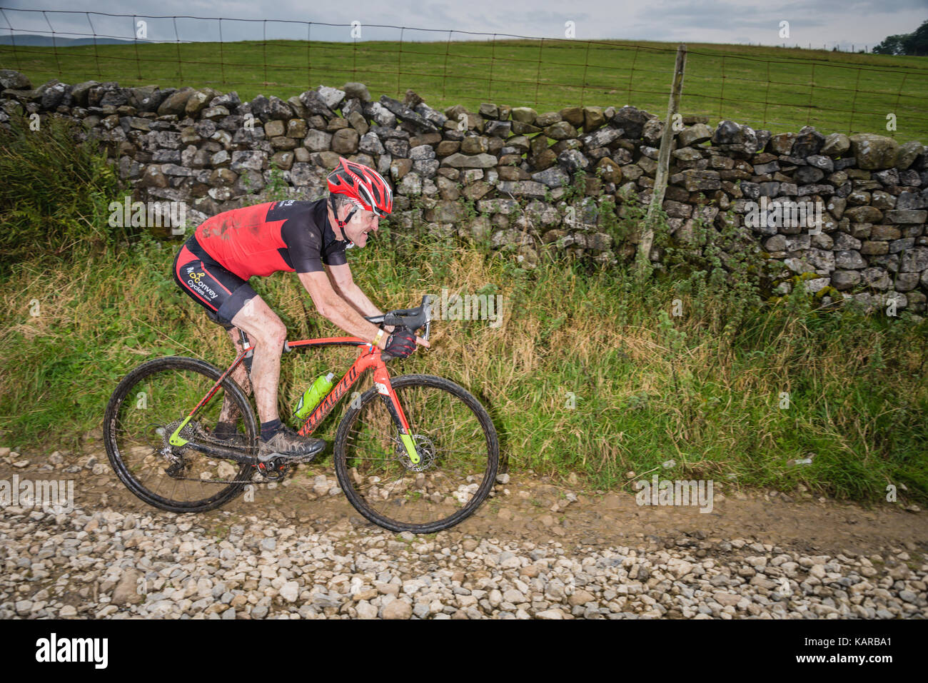 Rider in the 3 Peaks cyclocross, Yorkshire, UK Stock Photo - Alamy