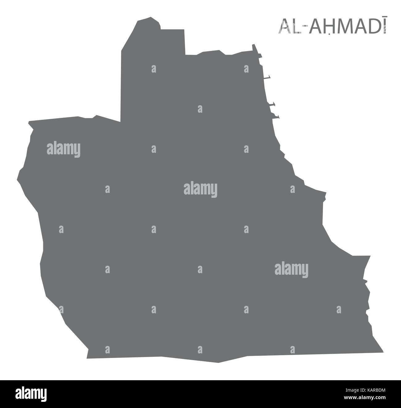 Al-Ahmadi province map of Kuwait grey illustration silhouette shape ...