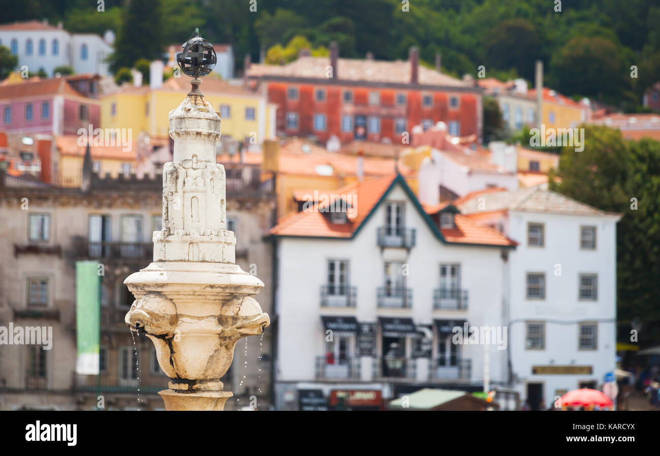 Fountain of The Palace of Sintra with armillary sphere on top. Lisbon ...
