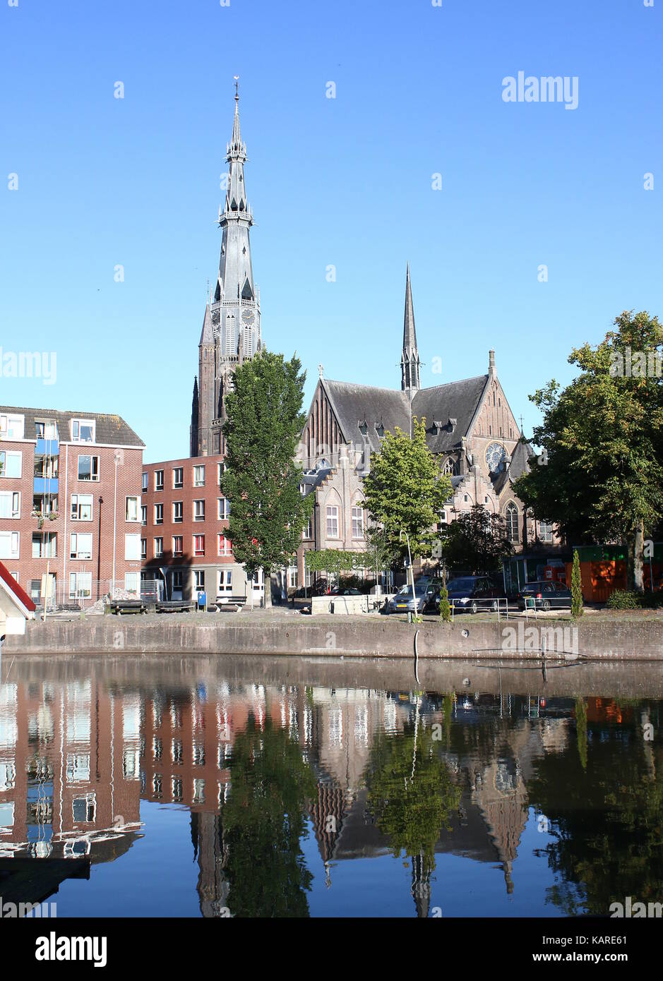 Ooster Stadsgracht canal on the eastern side of downtown Leeuwarden ...
