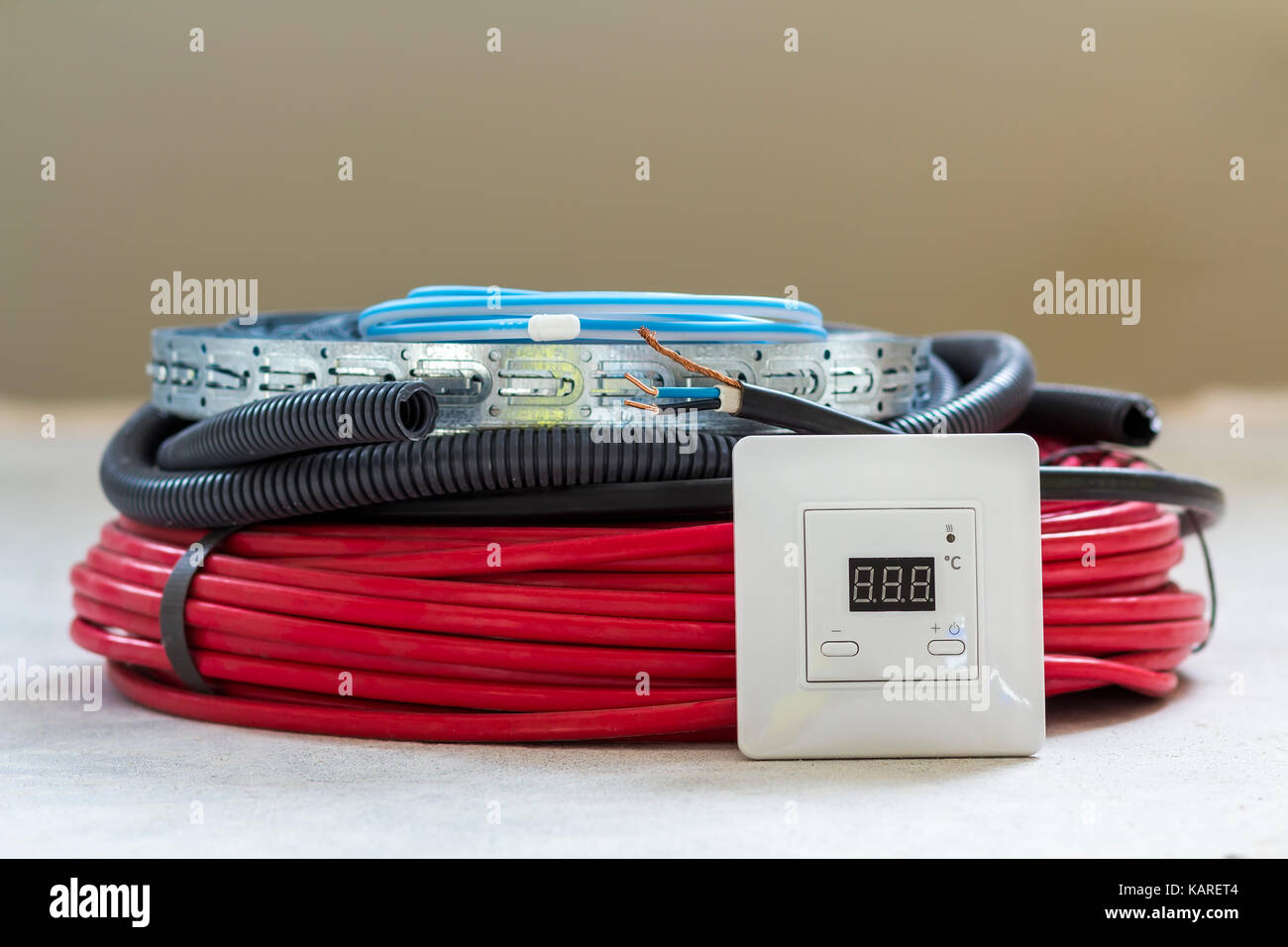 Heating floor system, cables and control panel. Renovation and ...