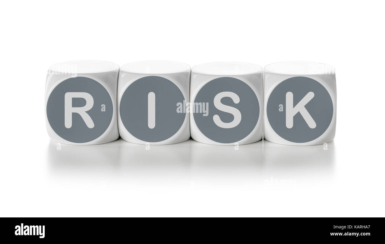 Letter dice on a white background - Risk Stock Photo - Alamy