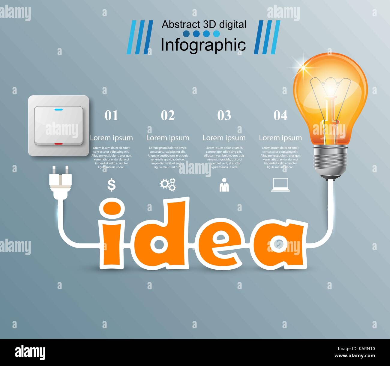 Bulb, Light, switch, on, off, idea infographic Stock Vector Image & Art ...