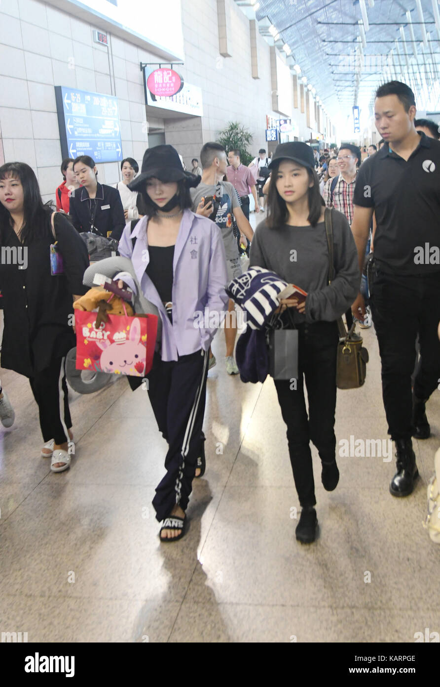 Lin Siyi (right) and Xu Jiaqi of Chinese girl group SNH48 pictured at ...