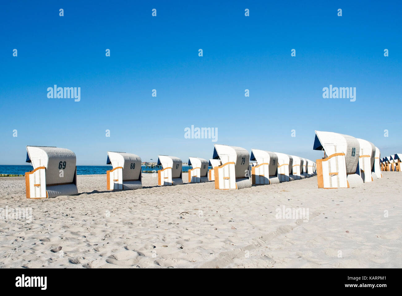 Holy dam, beach baskets on the beach, Heiligendamm, Strandkoerbe am ...