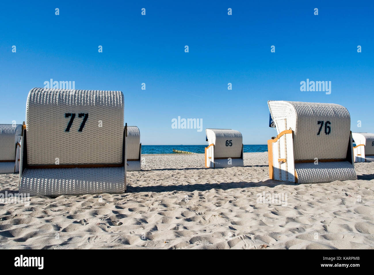 Holy dam, beach baskets on the beach, Heiligendamm, Strandkoerbe am ...