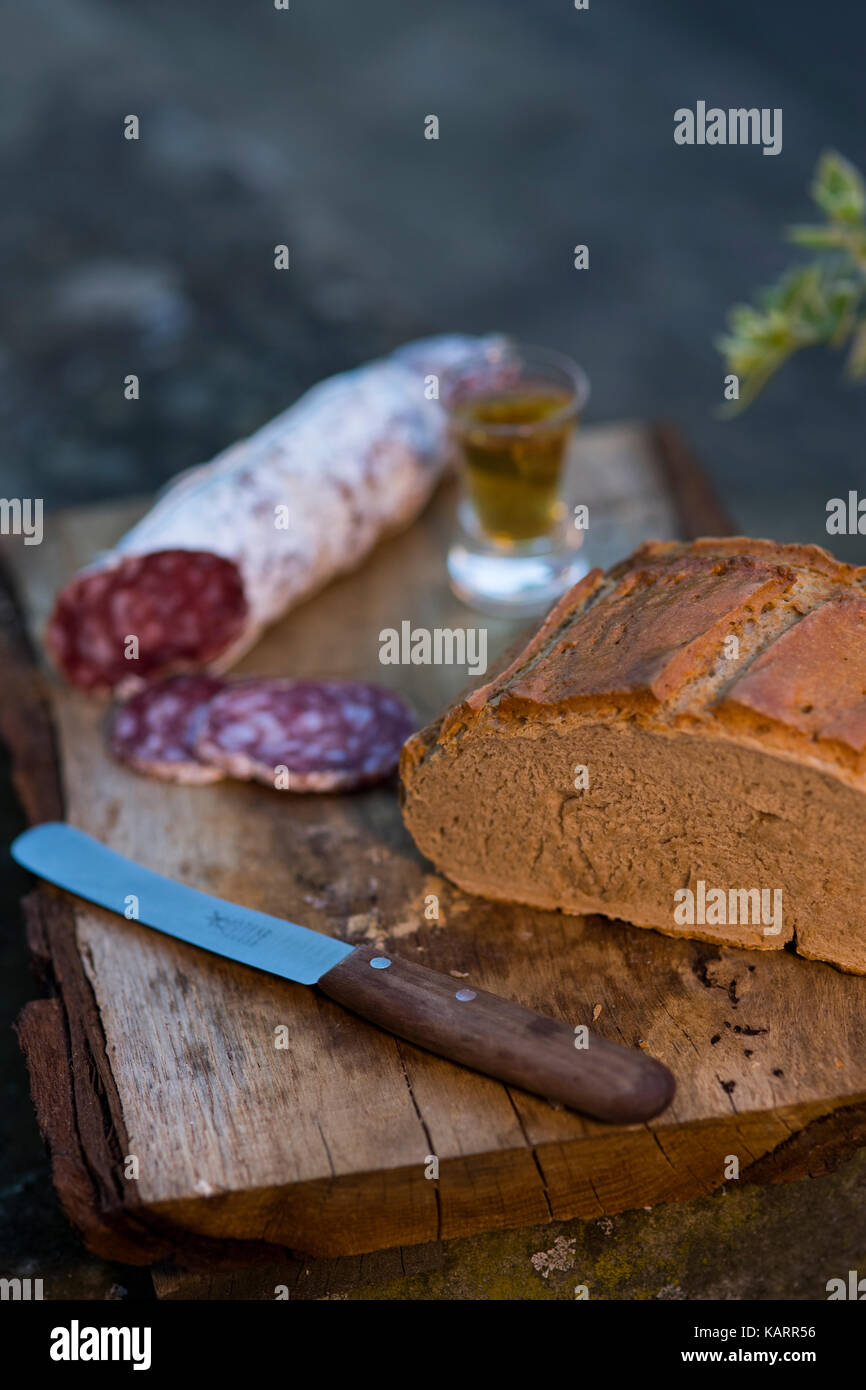salami with bread Stock Photo - Alamy
