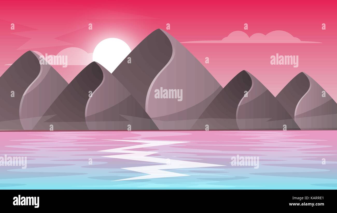 Water surface mountains background Stock Vector Images - Alamy