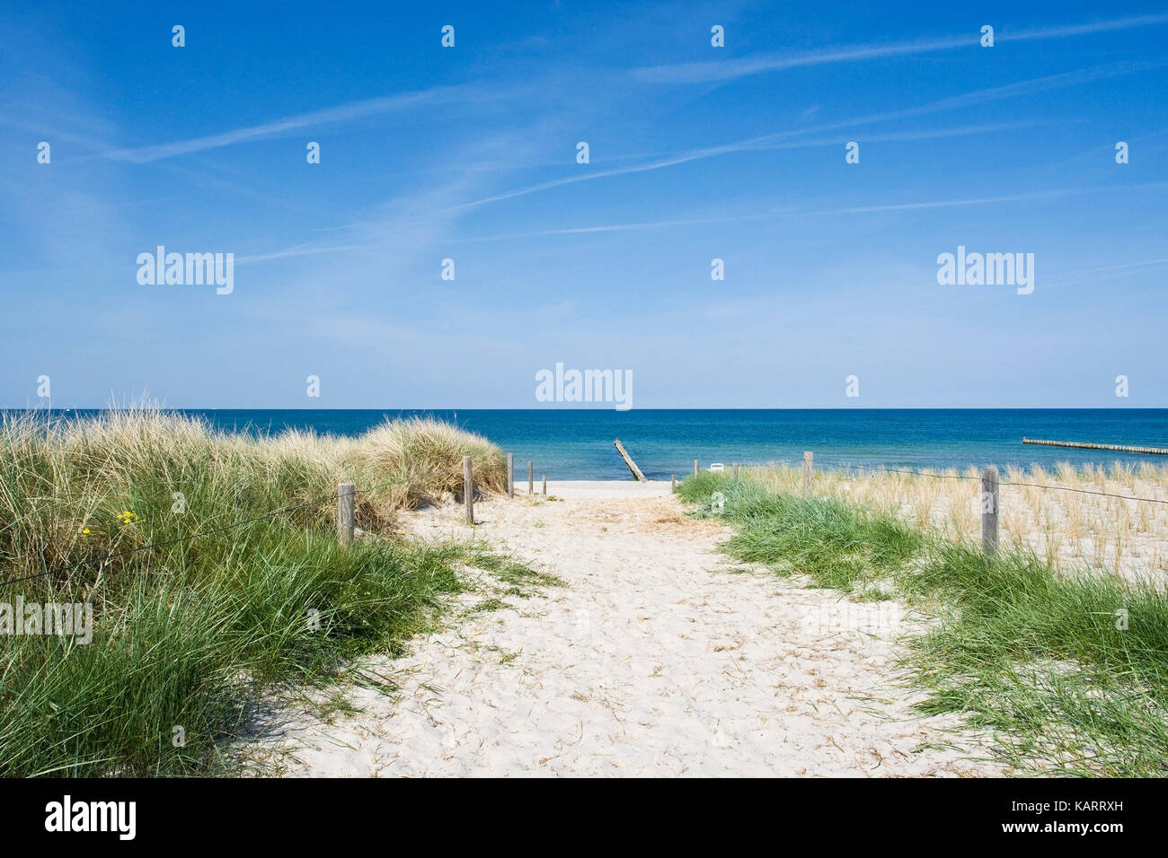 Wustrow, access to the beach, Zugang zum Strand Stock Photo - Alamy