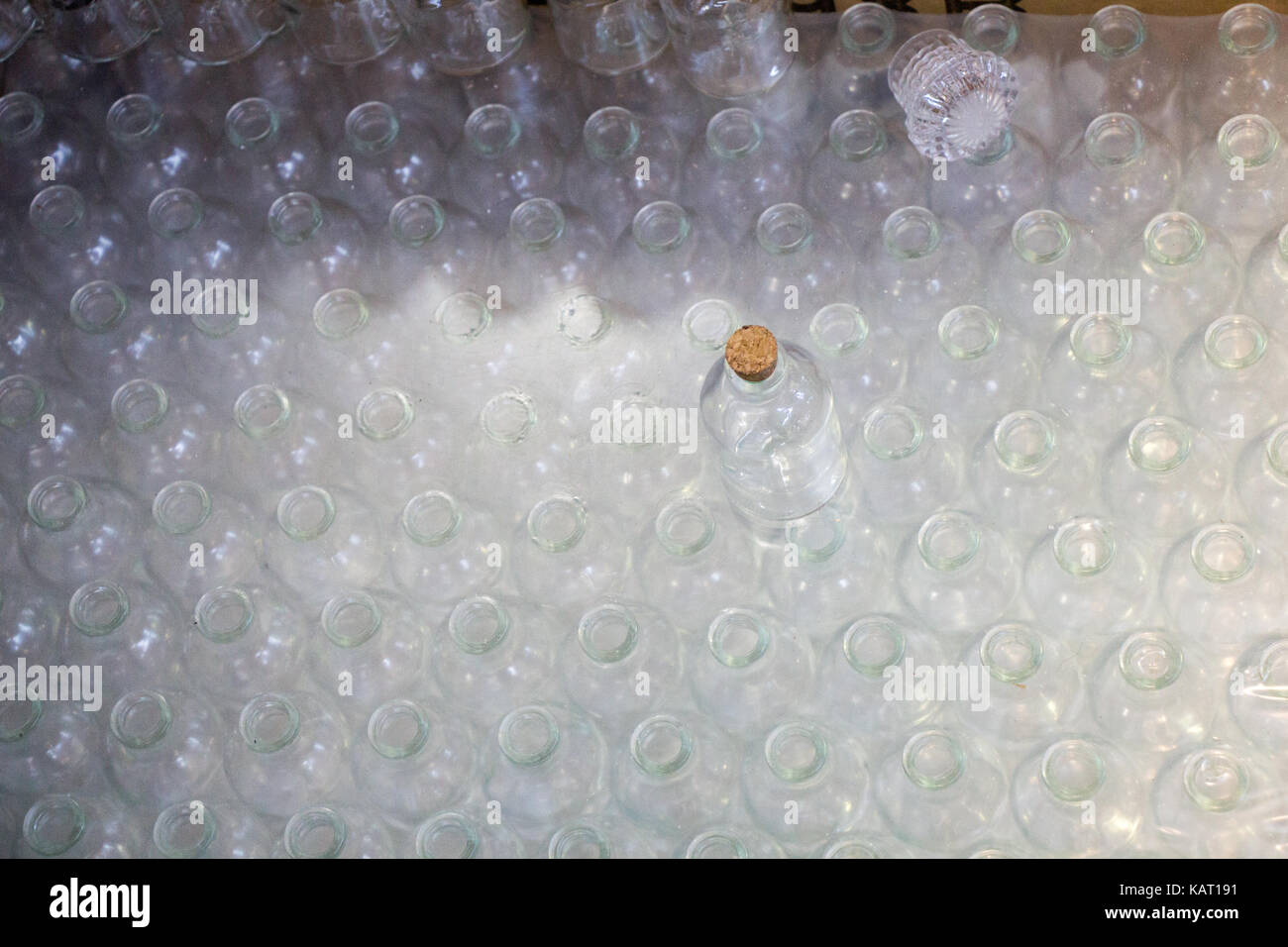 Set of Empty small transparent bottles in a box Stock Photo - Alamy
