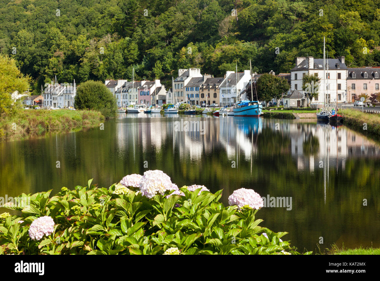 Harbor of Port Launay on the Aulne river in the Finistère department of ...