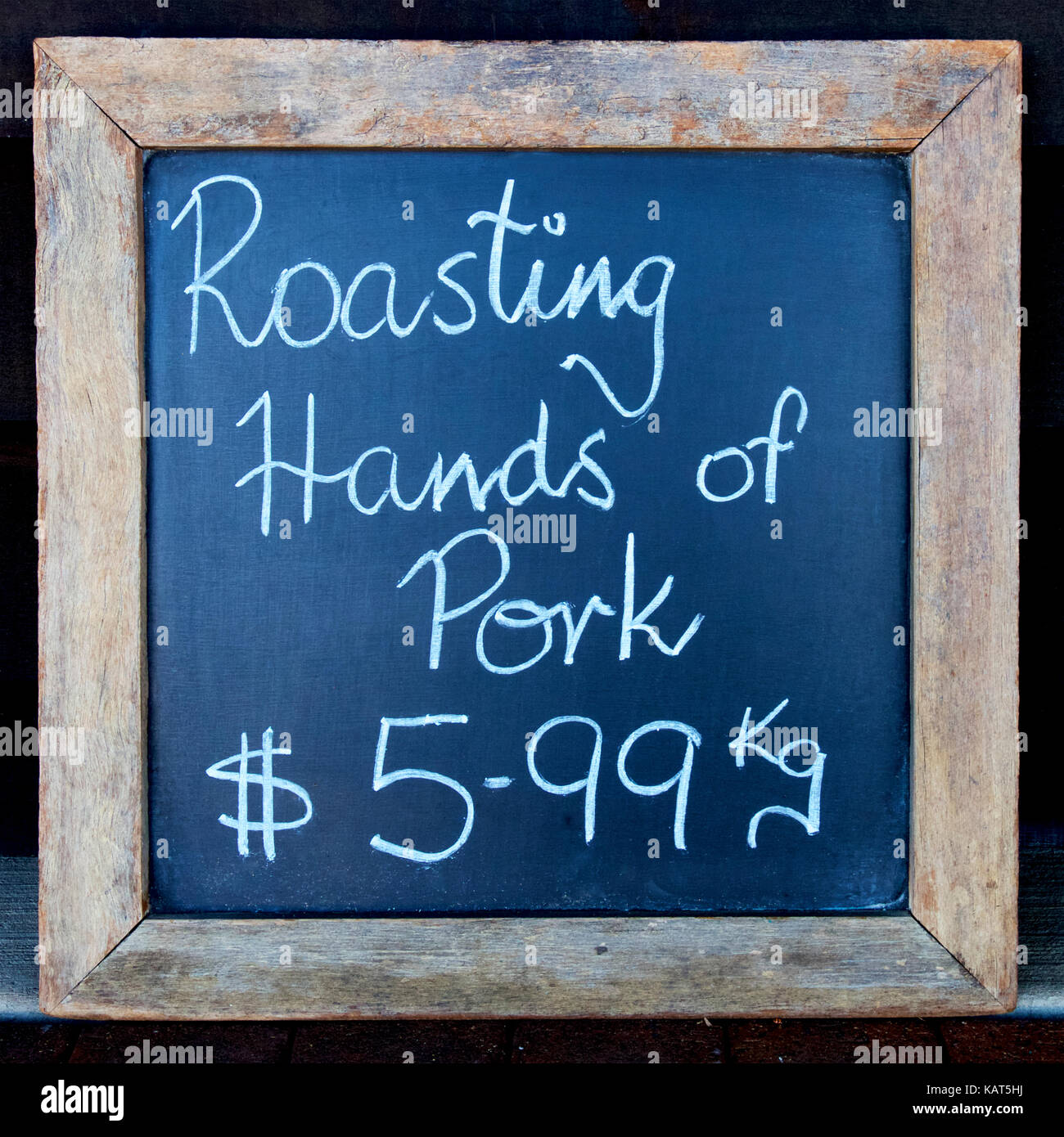 Chalk board outside butcher's shop Stock Photo - Alamy