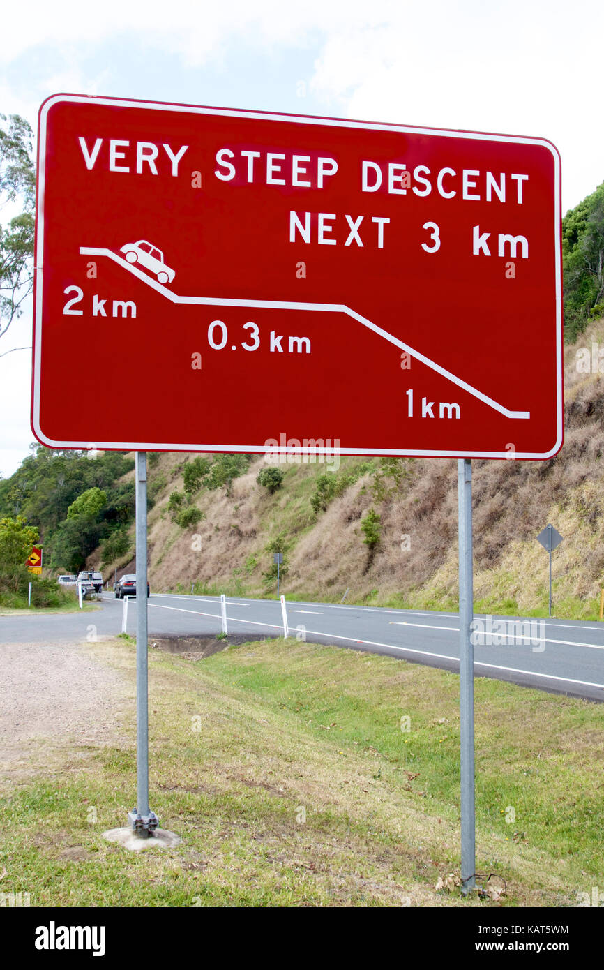Very steep descent sign Stock Photo - Alamy