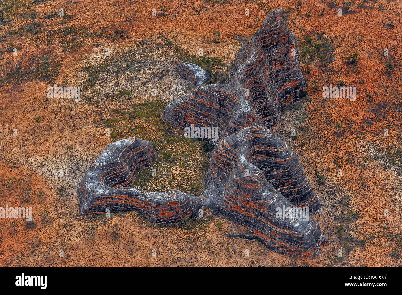 Aerial view of part of the Bungle Bungle Range, in Purnululu National ...