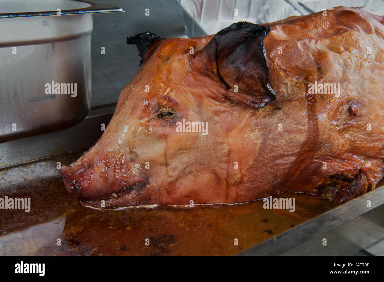 Traditional Hog Roast provided by a catering company for a party Stock ...