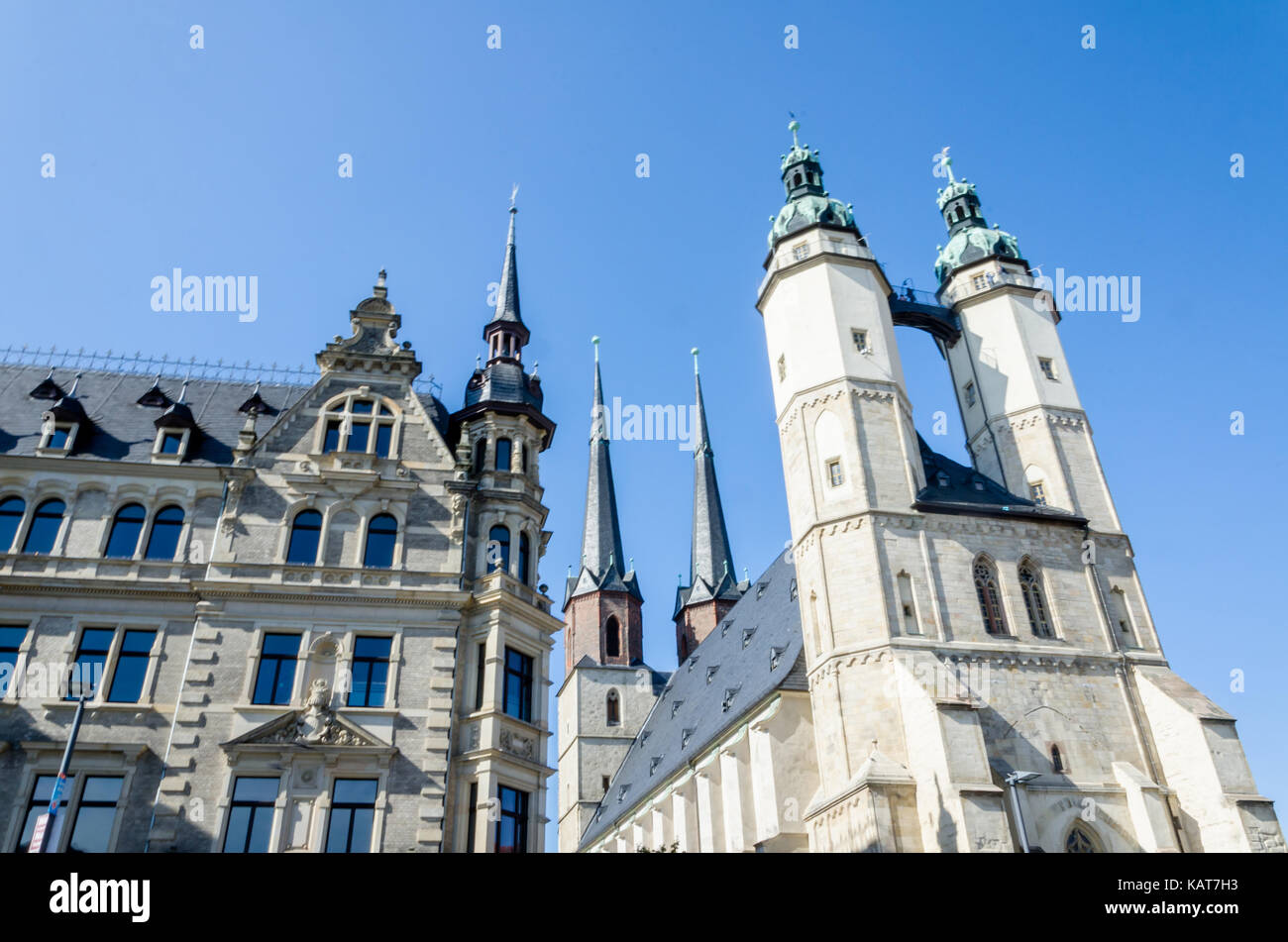 Halle Saale, Market Curch and Old House, Saxony Anhalt, Germany Stock ...
