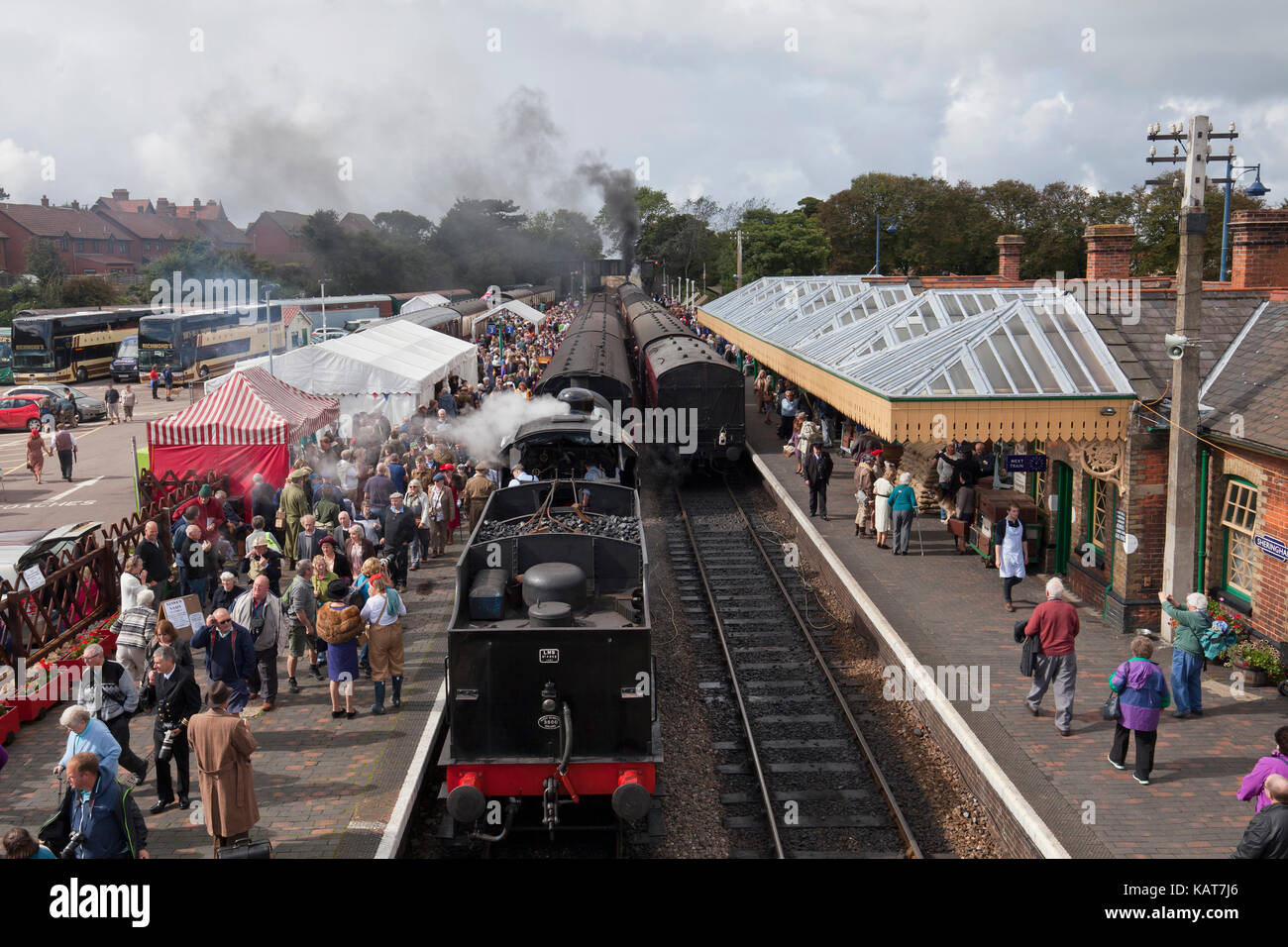 1940s Weekend at Sheringham station on the North Norfolk Railway. 1000s ...